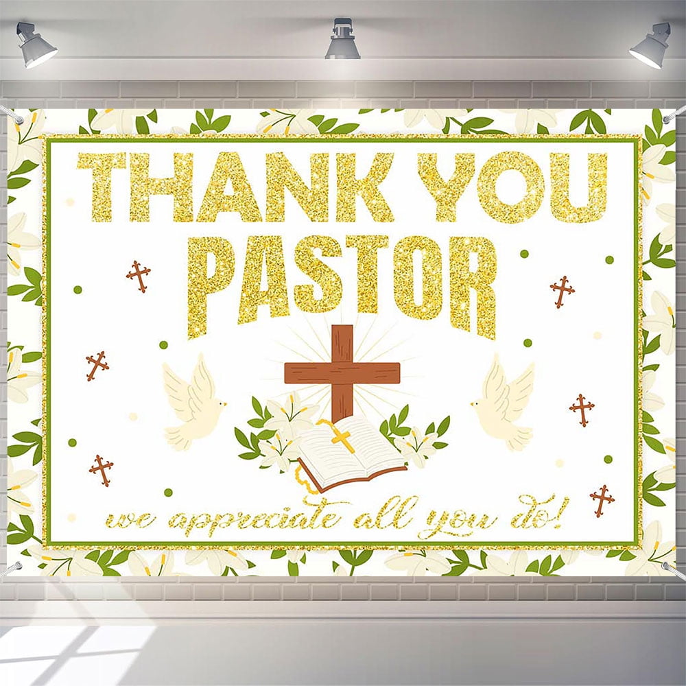 7x5ft Thank You Pastor Backdrop Pastor Appreciation Week Banner Leaf ...