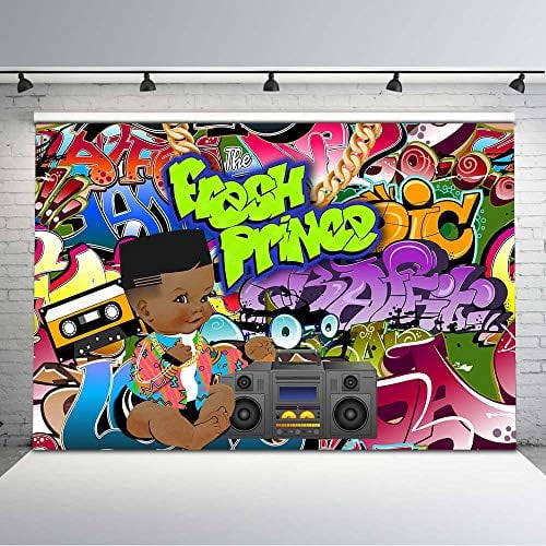 7x5ft The Fresh Prince Baby Shower Backdrop Hip Graffiti Wall Boy Baby ...