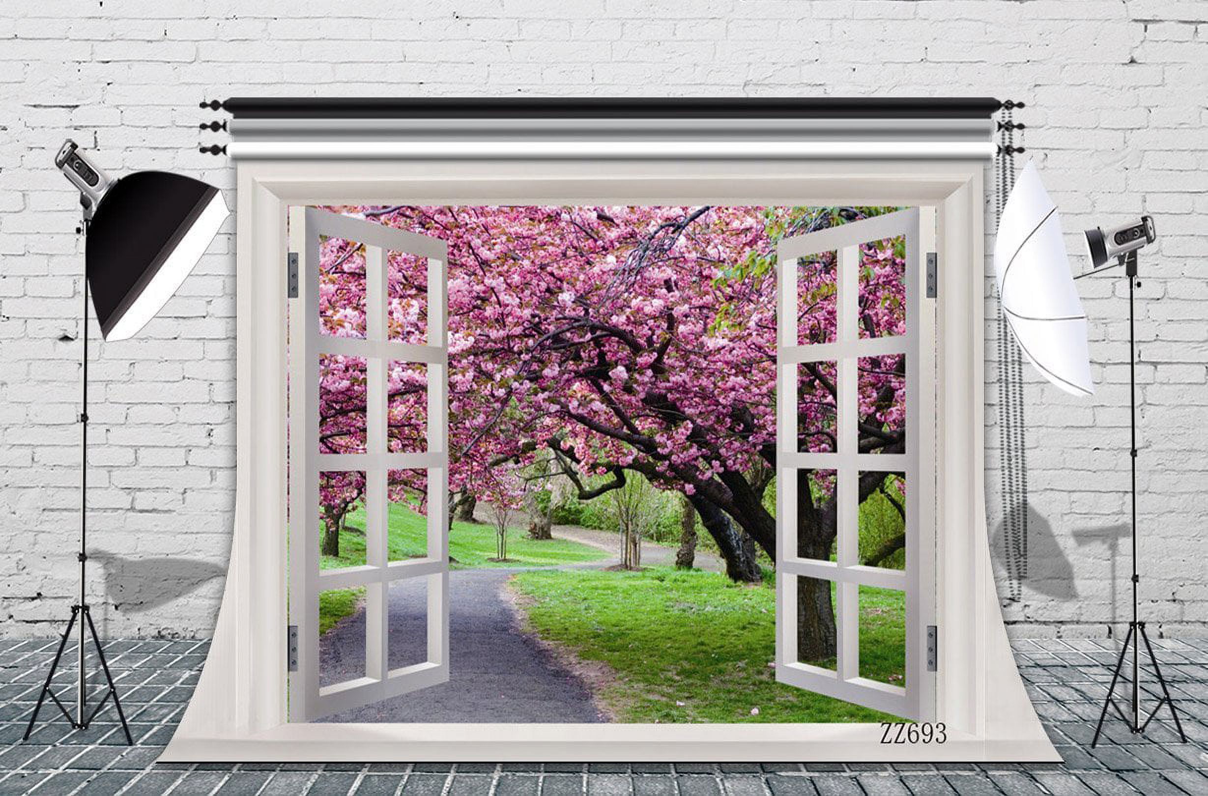 7x5ft The Peach Trees are in Full Bloom Out of the Window Scenery ...