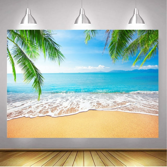 7x5ft Tropical Beach Backdrop Summer Backdrop Palm Island Seaside Leaf ...