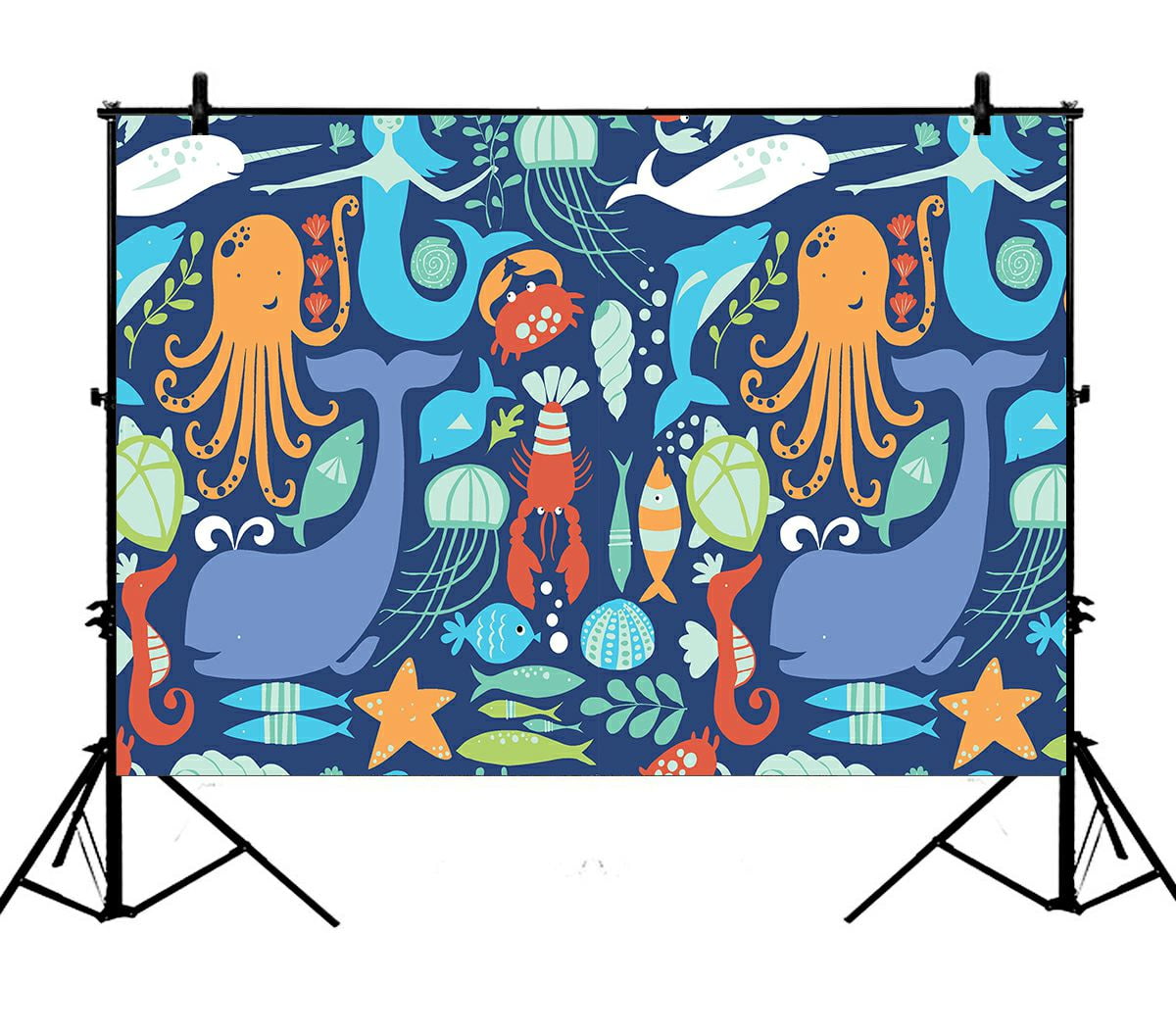 7x5ft Underwater World Sea Life Ocean Animals Fish Coral Polyester ...