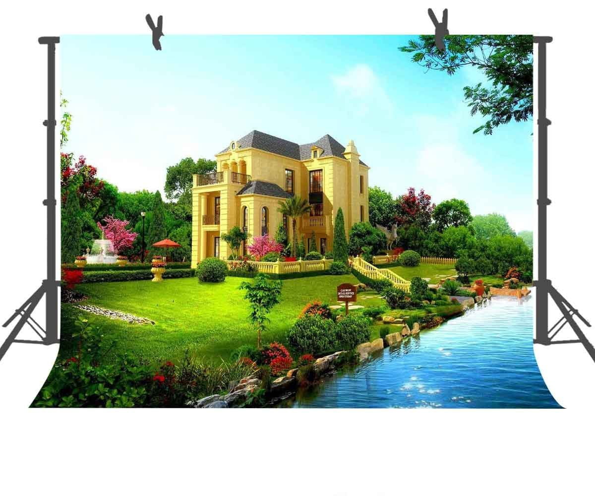 7x5ft Villa Photography Backdrop Props Beautiful Nature Scenery Photo ...