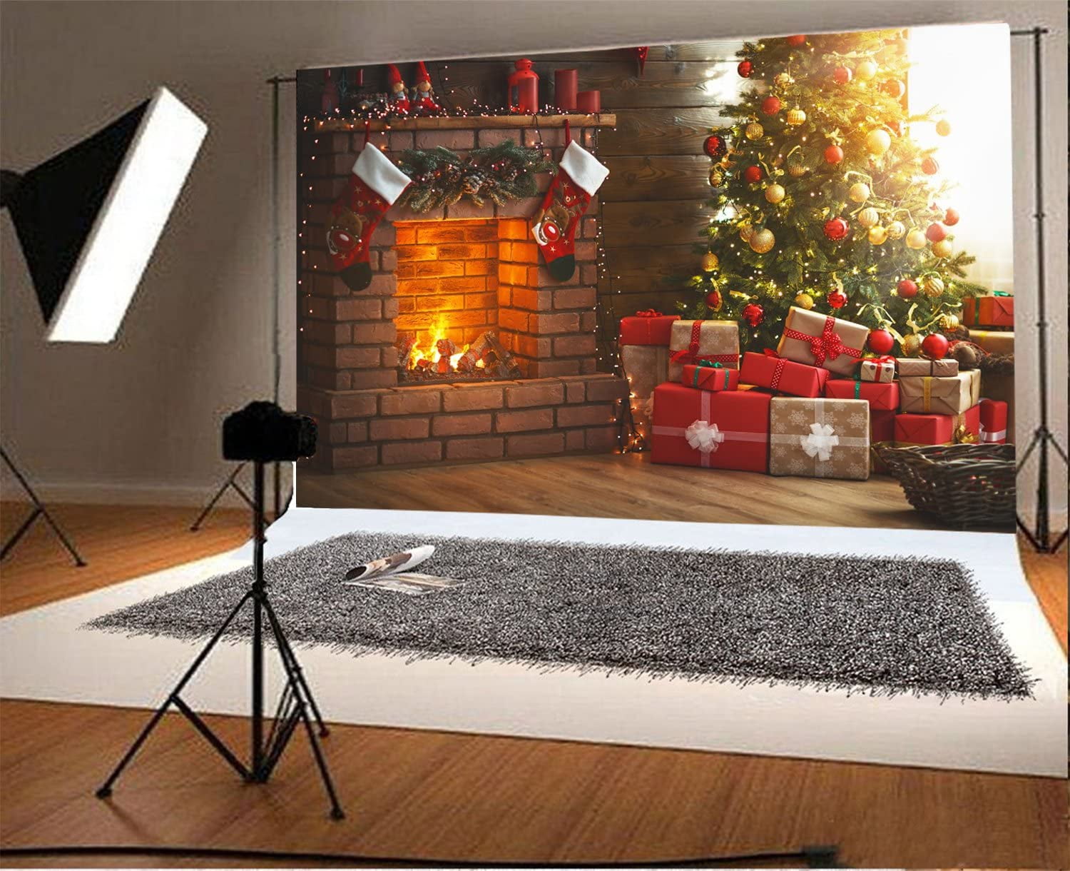 Winter Fireplace Scenes Backdrops