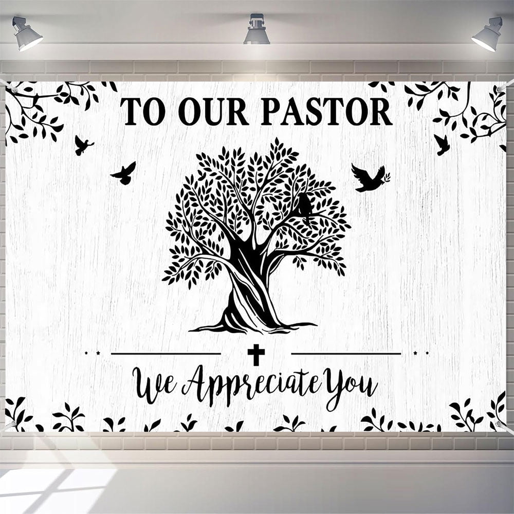 7x5ft We Appreciate You Pastor Banner Wood Backdrop Dove and Tree ...