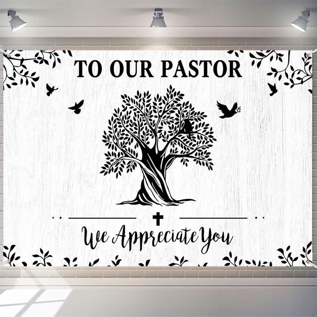 7x5ft We Appreciate You Pastor Banner Wood Backdrop Dove and Tree ...