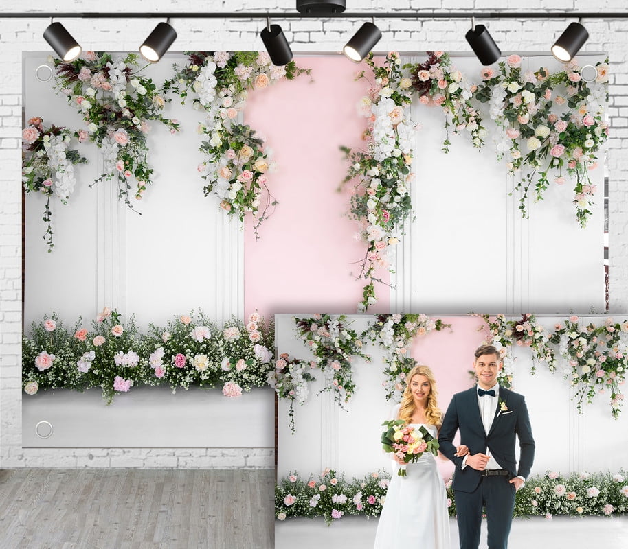 7x5ft Wedding Flowers Backdrop, Floral Bridal Shower Backdrops for ...