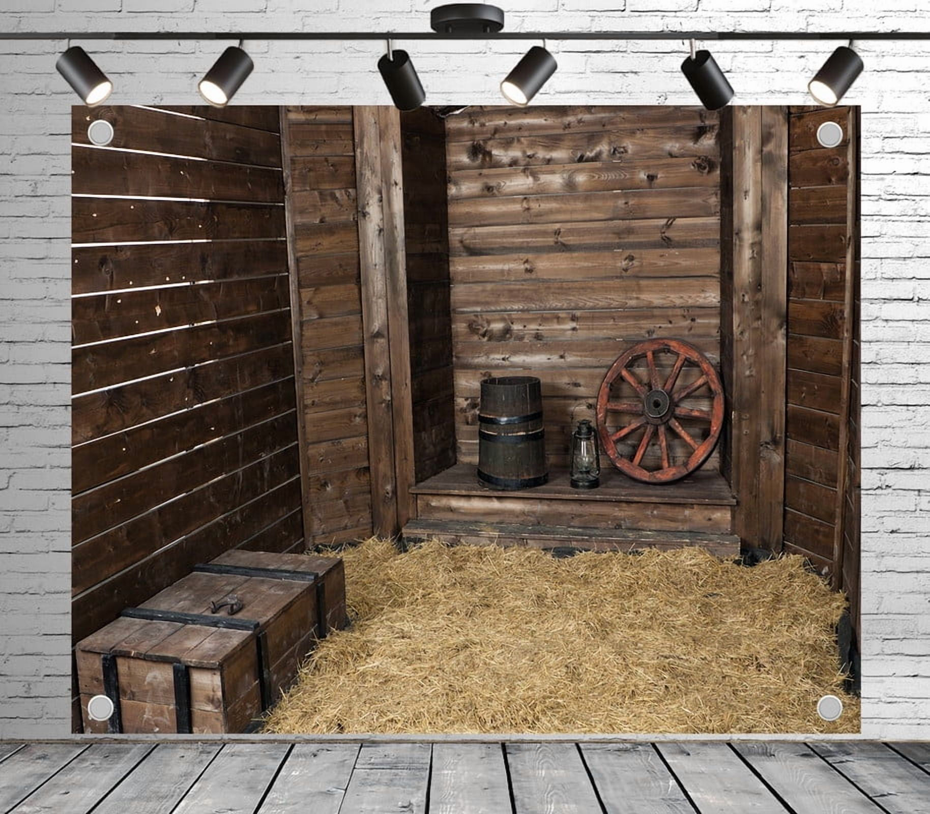 7x5ft Western Backdrop Rustic Barn Interior Photo Backdrop for Theme ...