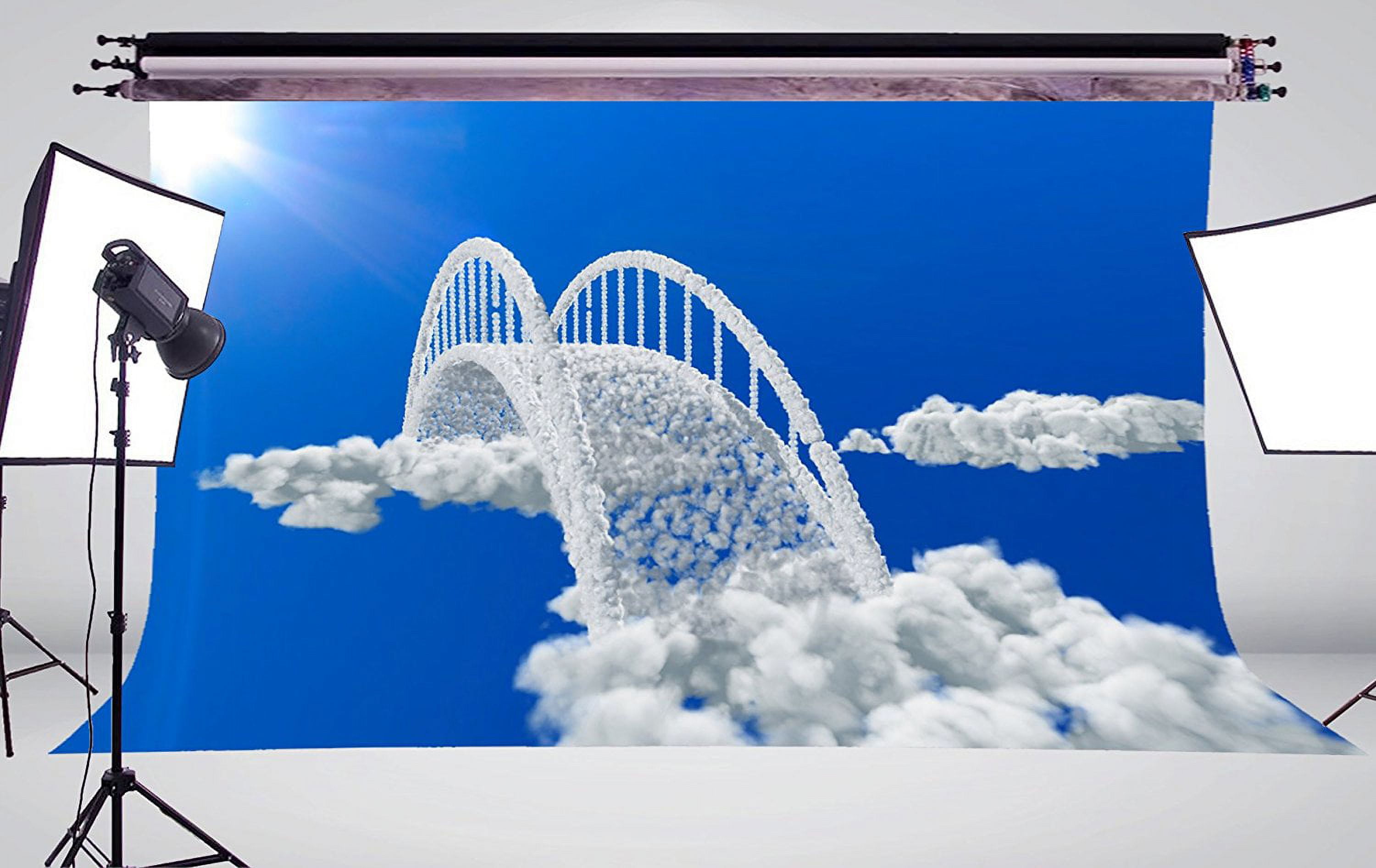 7x5ft White Clouds Arch Bridge Photo Background Photography Backdrop ...