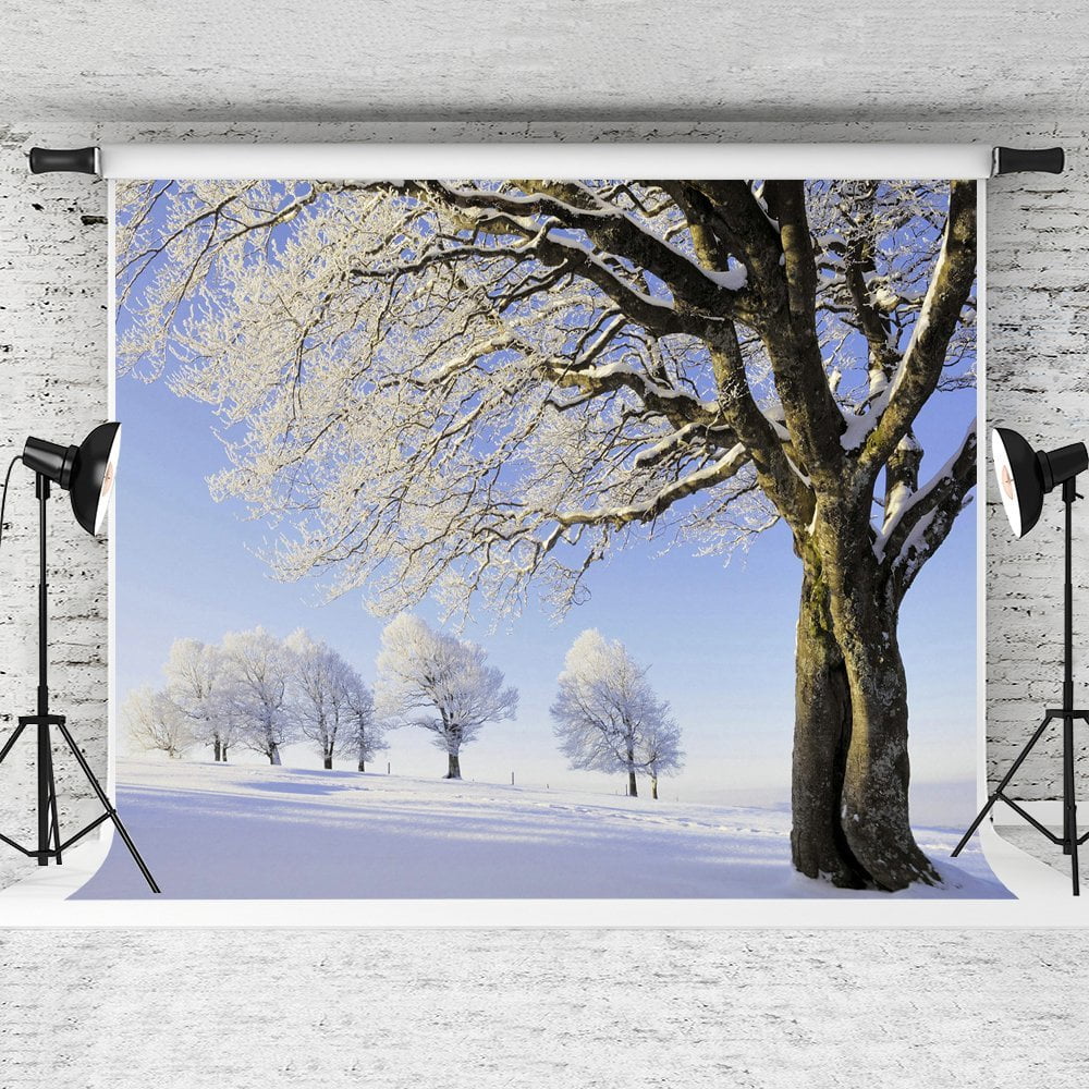 7x5ft Winter Snow Photography backdrop White Retro Tree Photo ...
