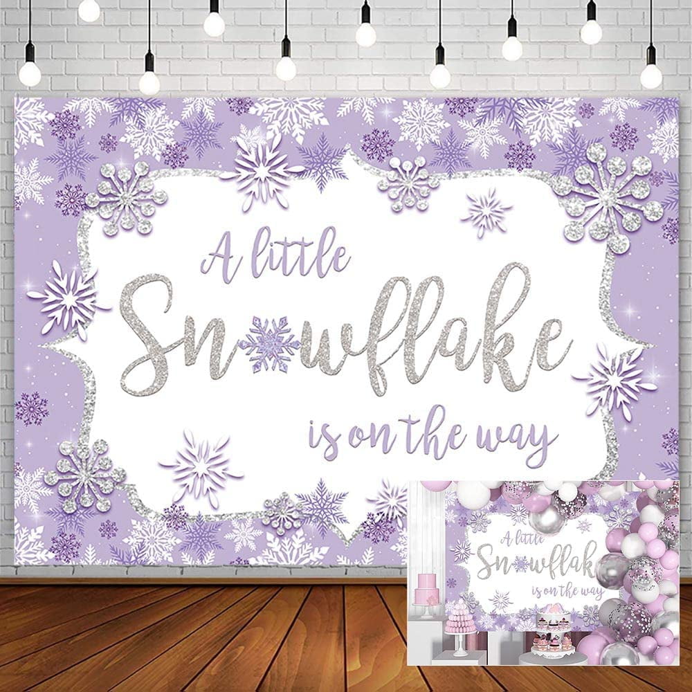 7x5ft Winter Snowflake Backdrop for Gir-l, Purple and Silver Glitter ...
