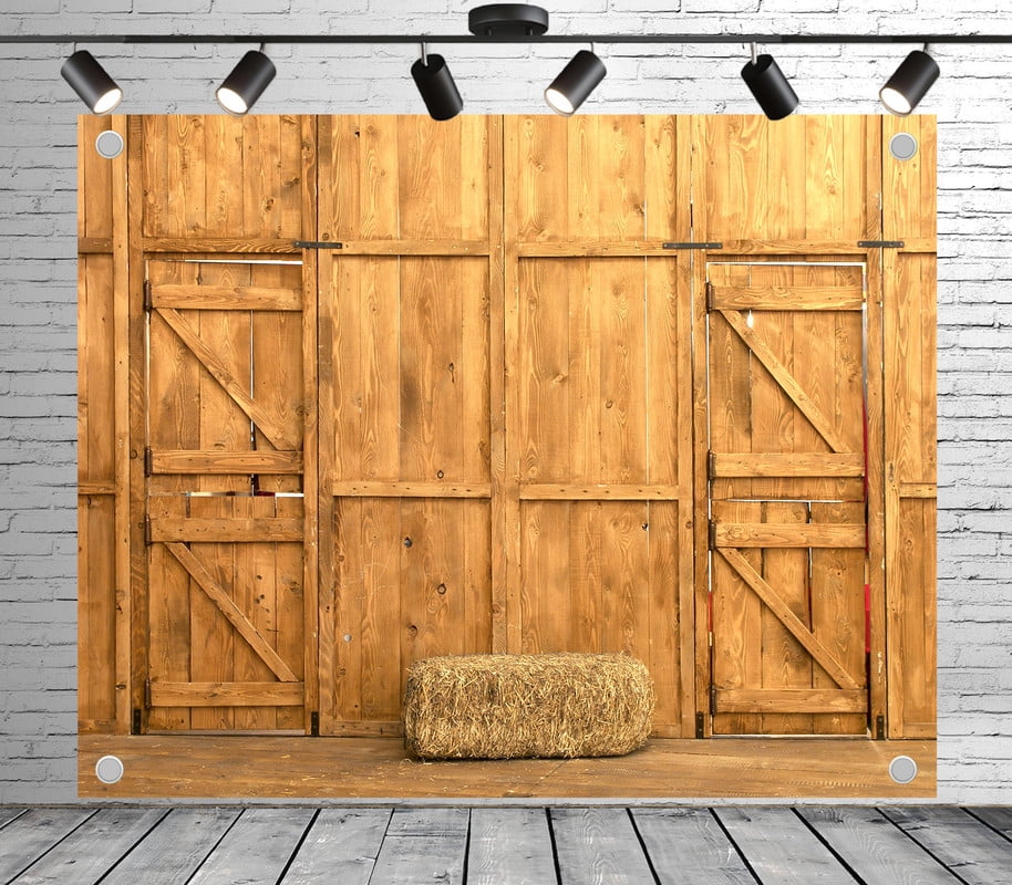 7x5ft Wood Panel Backdrop Barn with Hay Bale Photo Backdrop Rustic ...