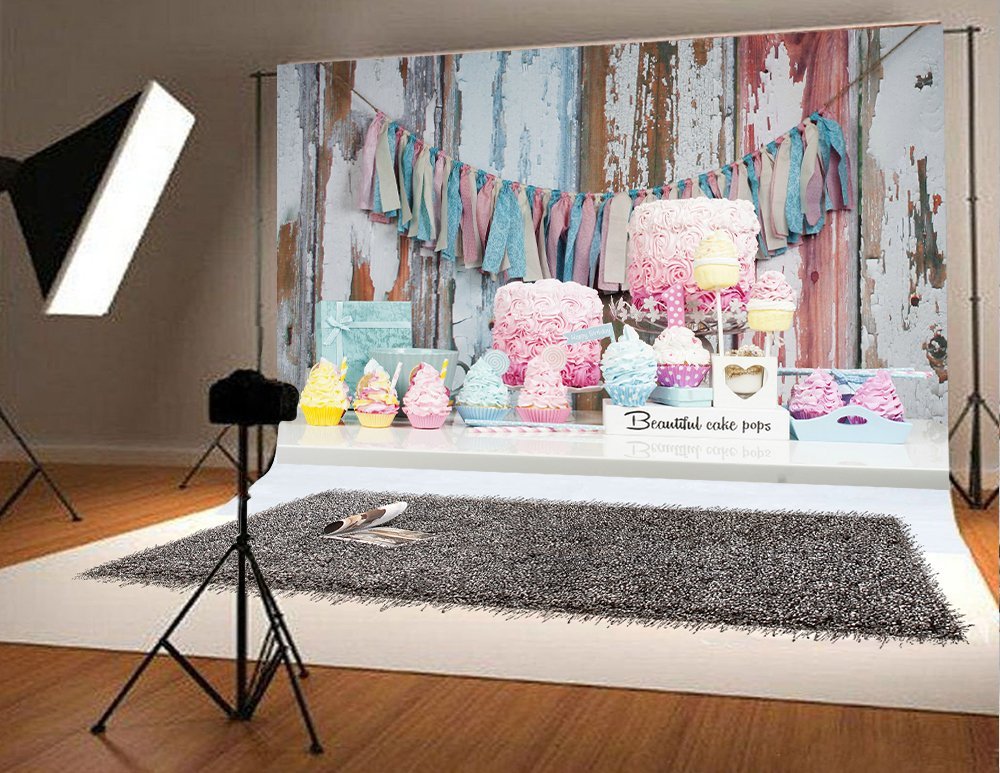 7x5ft Wood Wall Photo Background Colorful Cloth Cake Studio Backdrop ...