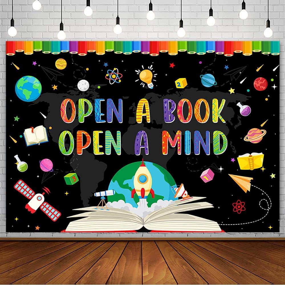 7x5ft World Book Day Backdrop for Photography Open A Book Open A Mind ...
