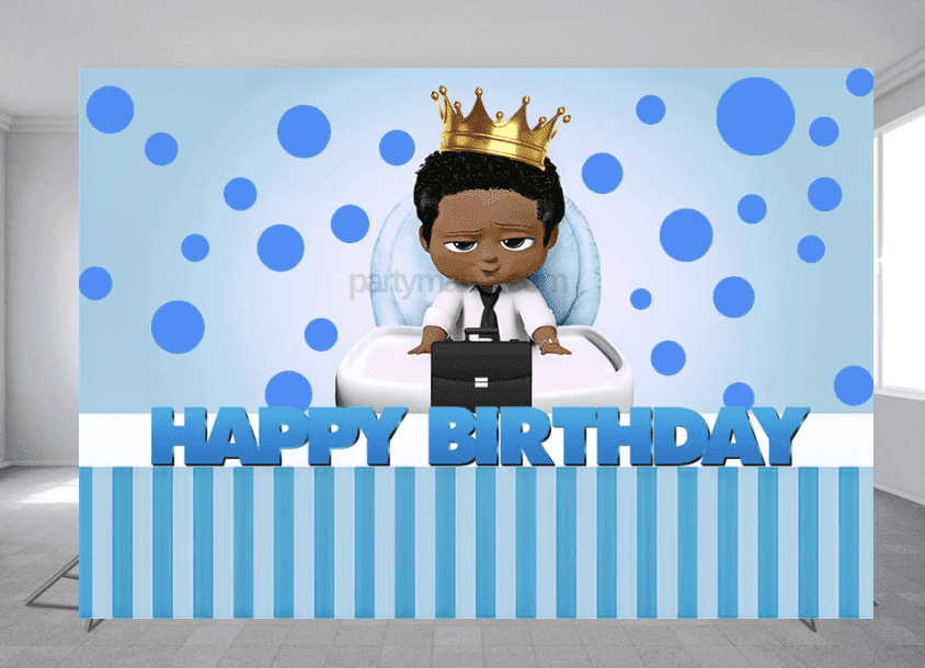 7x5ft bossy boy baby birthday decor toddler party backdrop, banner, blue and black - Walmart.com