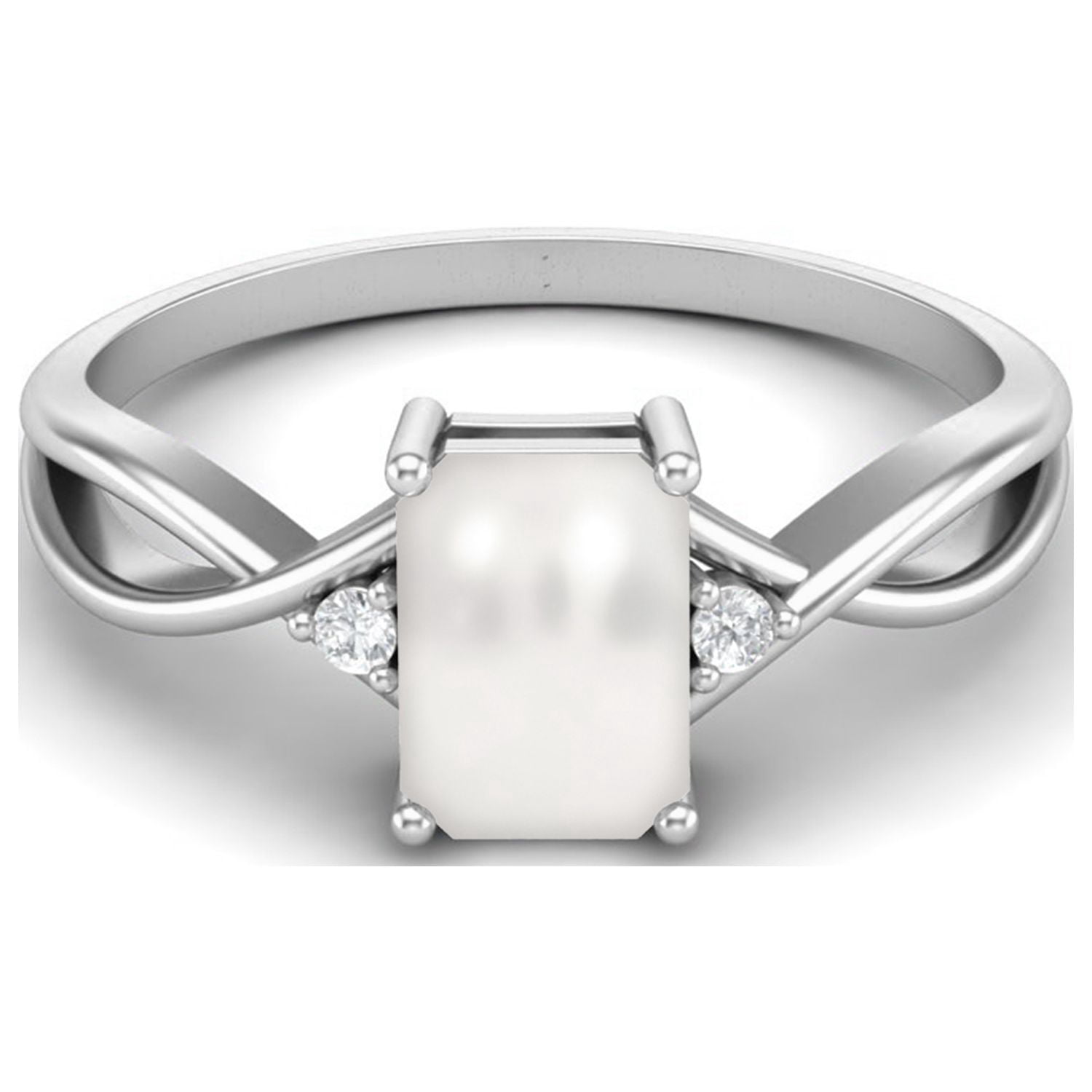 7x5mm Octagon Shape Natural Pearl Gemstone 925 Sterling Silver Women ...