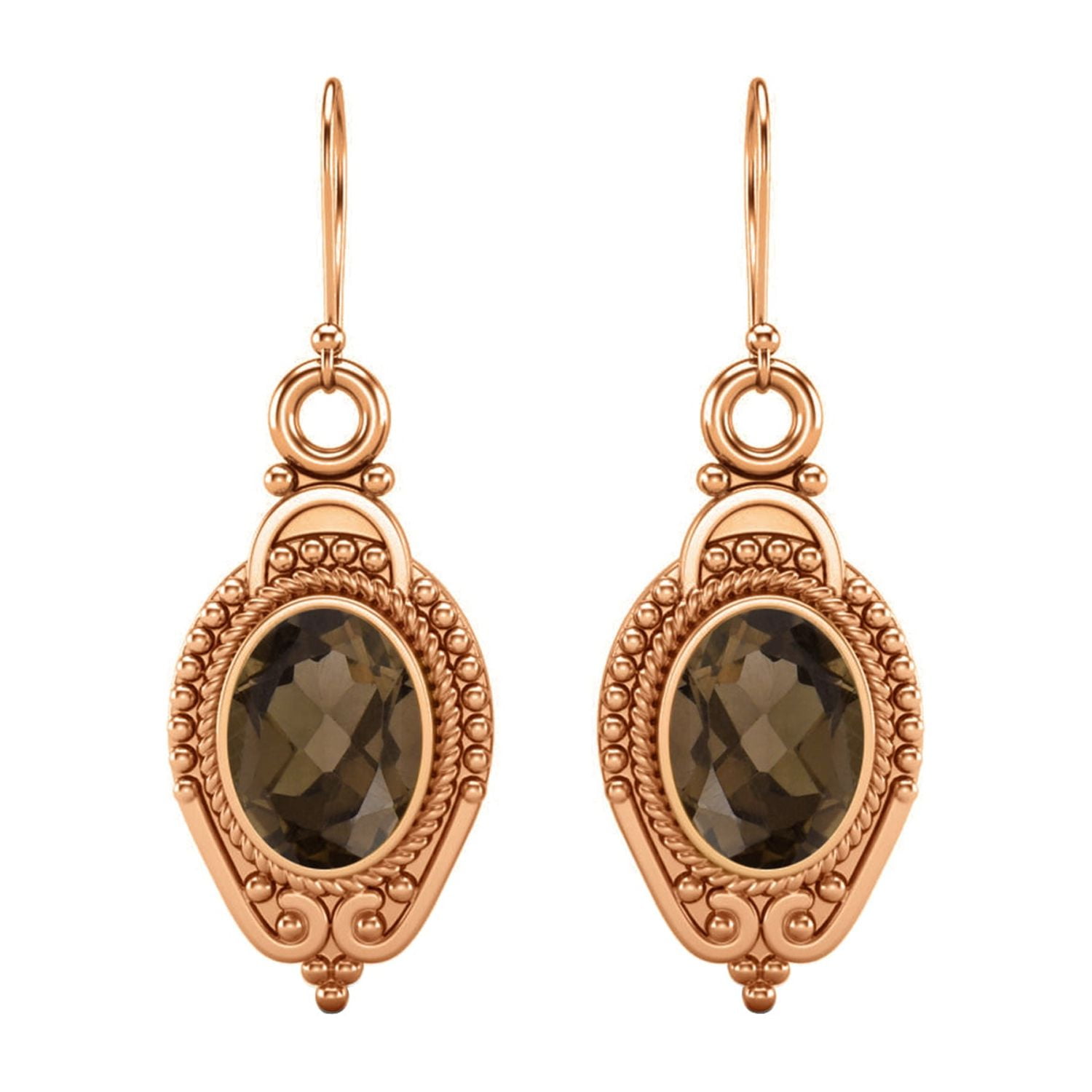 7x5mm Oval Smoky Quartz Dangle Women's Earrings Jewelry 925 Sterling ...