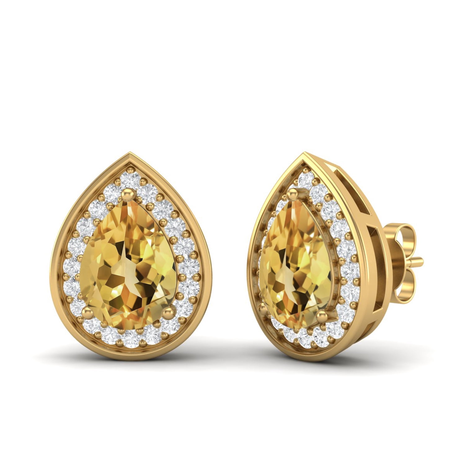 7x5mm Pear Shape Citrine 925 Silver Gold Vermeil Solitaire Classic ...