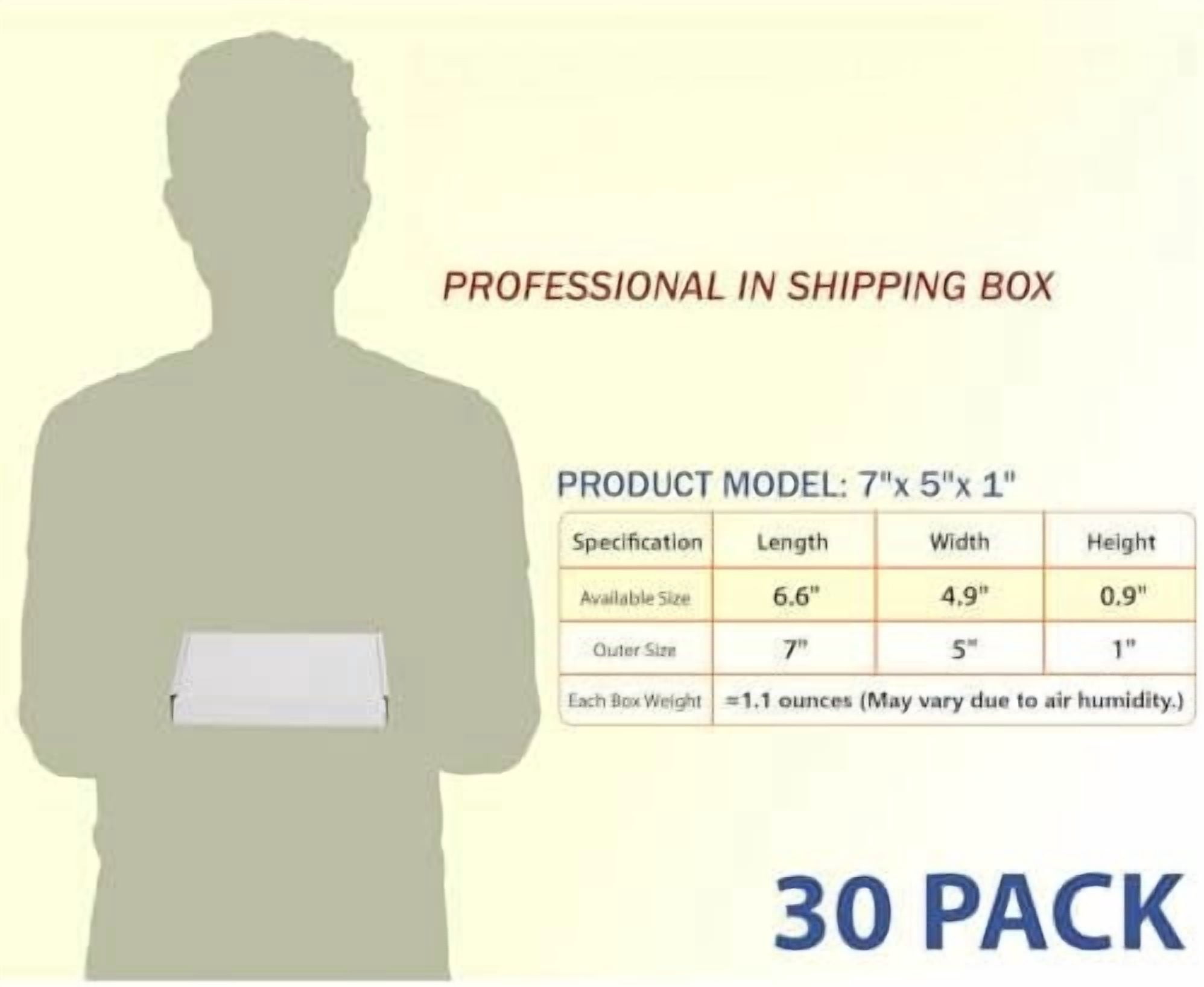 7x5x1 Shipping Boxes Set of 30, White Corrugated Cardboard Mailer Box ...