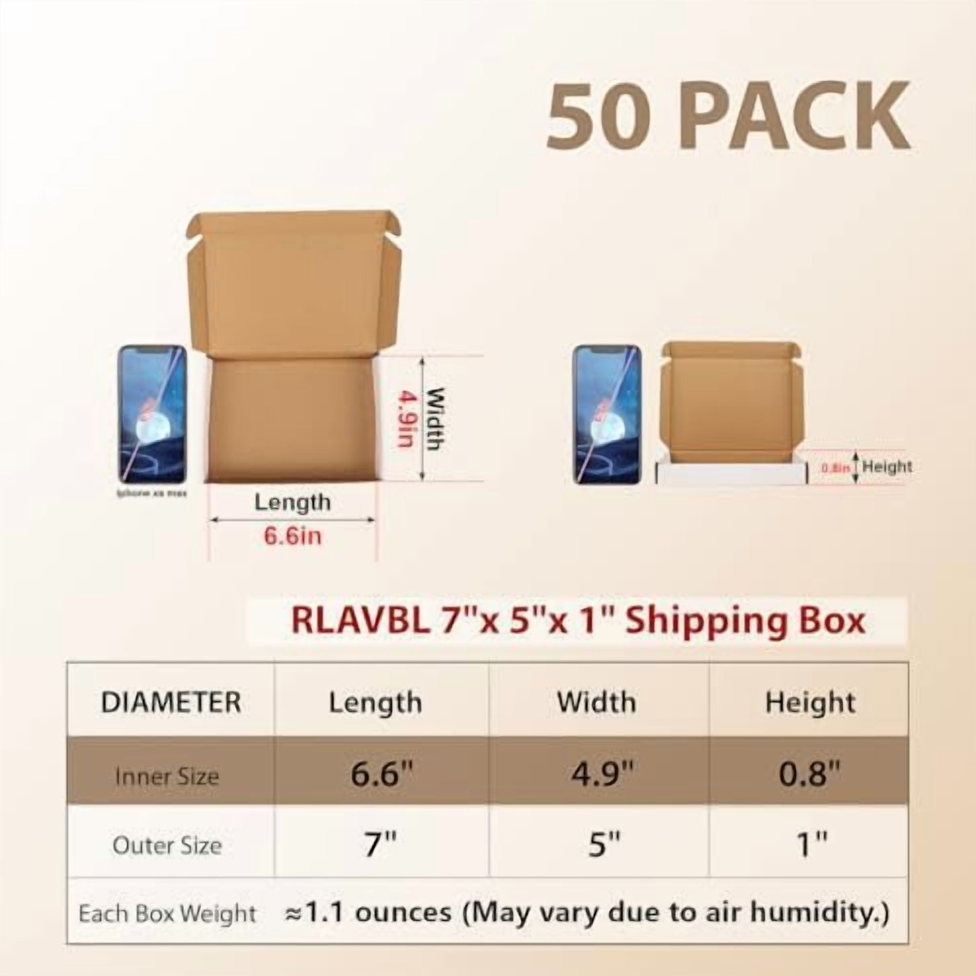 7x5x1 Shipping Boxes Set of 50, White Small Corrugated Cardboard Box ...