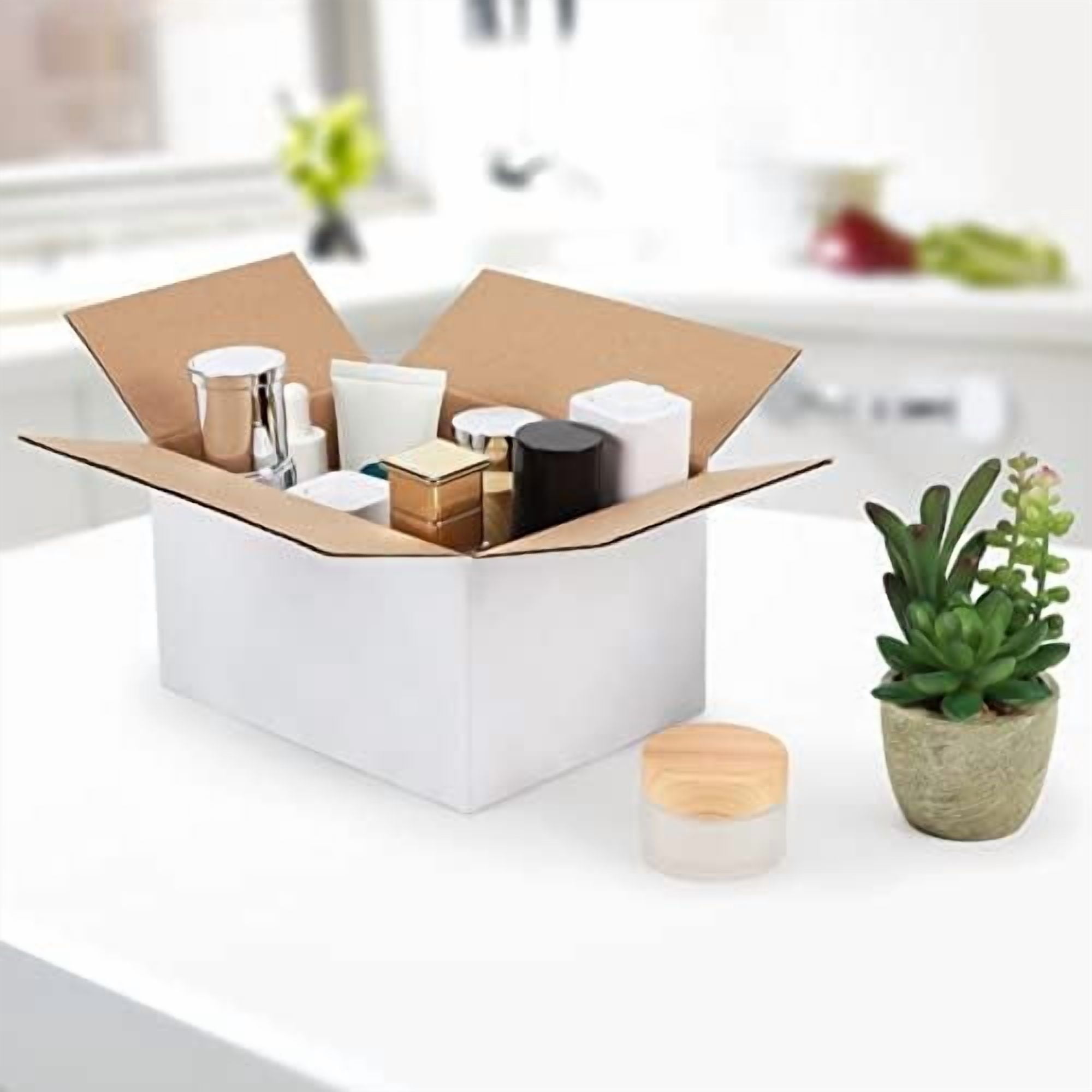 7x5x4 Inches Shipping Boxes Pack of 25, White Cardboard Corrugated Box ...
