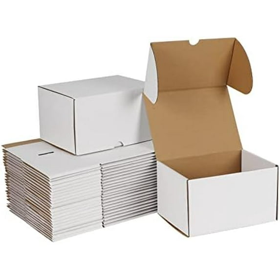 7x5x4 White Shipping Boxes Set of 25, Corrugated Cardboard Mailer Boxes ...