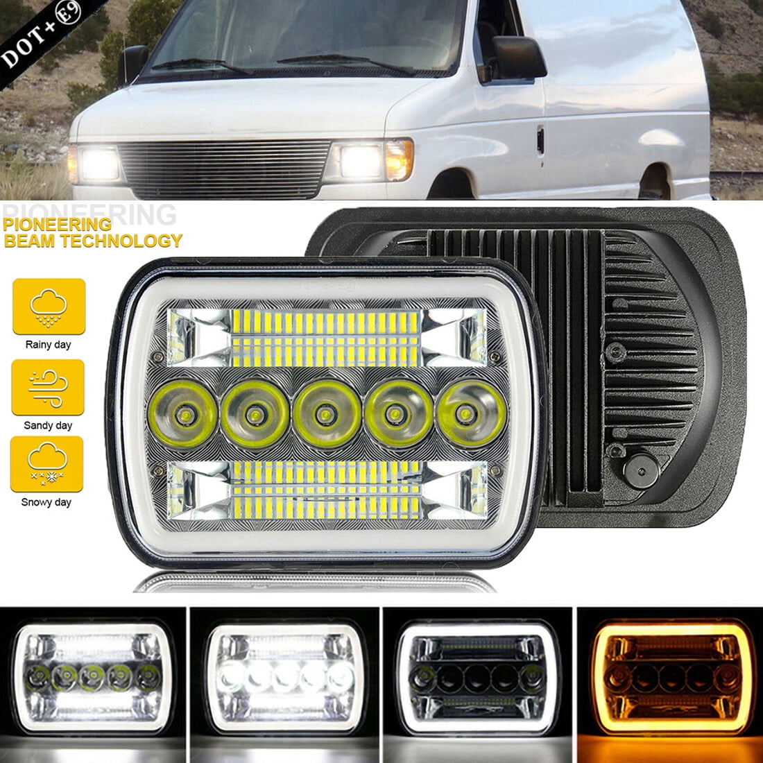1PCS For Chevy Express Cargo Van 1500 2500 3500 7x6 5x7 High/Low LED ...