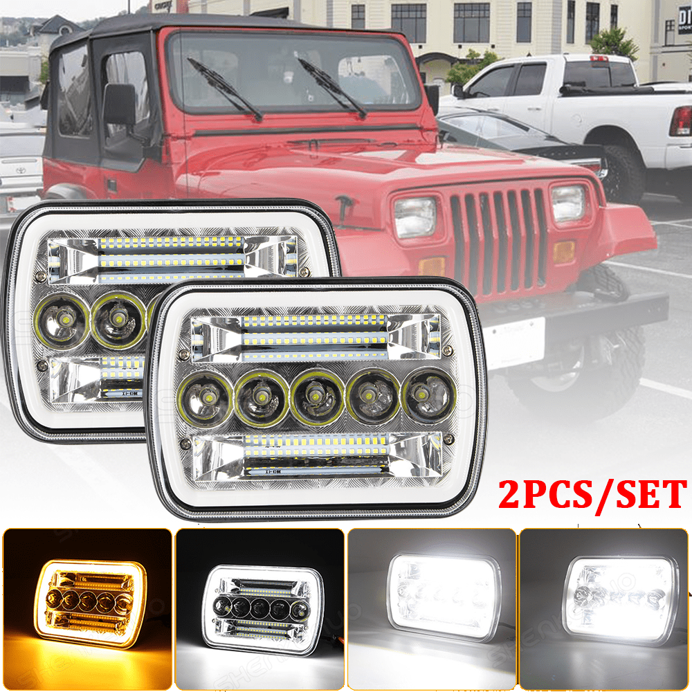 7x6 5x7'' LED Headlight DRL For 1987-1995 Jeep Wrangler YJ 1984-2001 ...