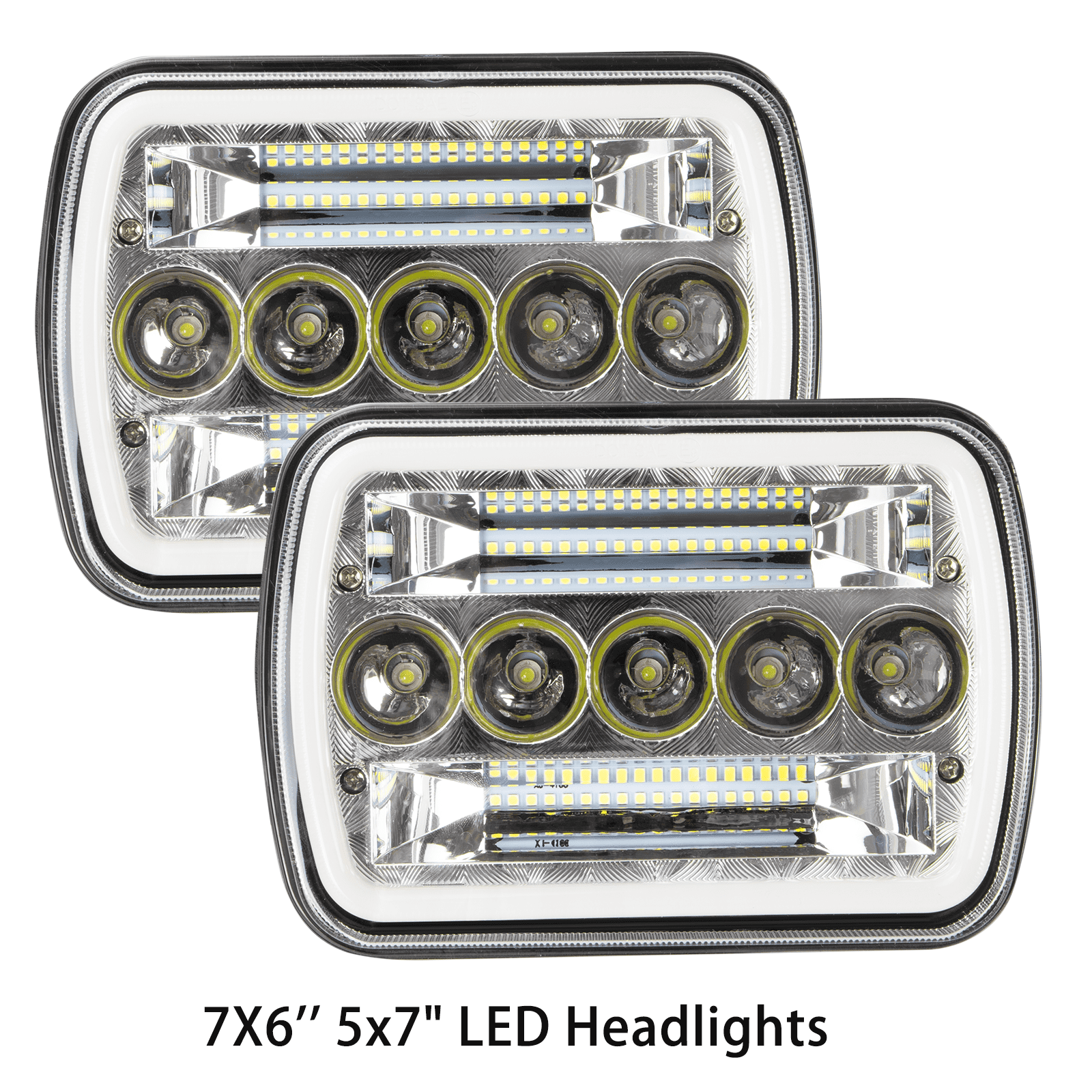 7x6" 5x7 LED Headlights For Jeep Wrangler YJ 1987- 1995 High/Low Beam ...