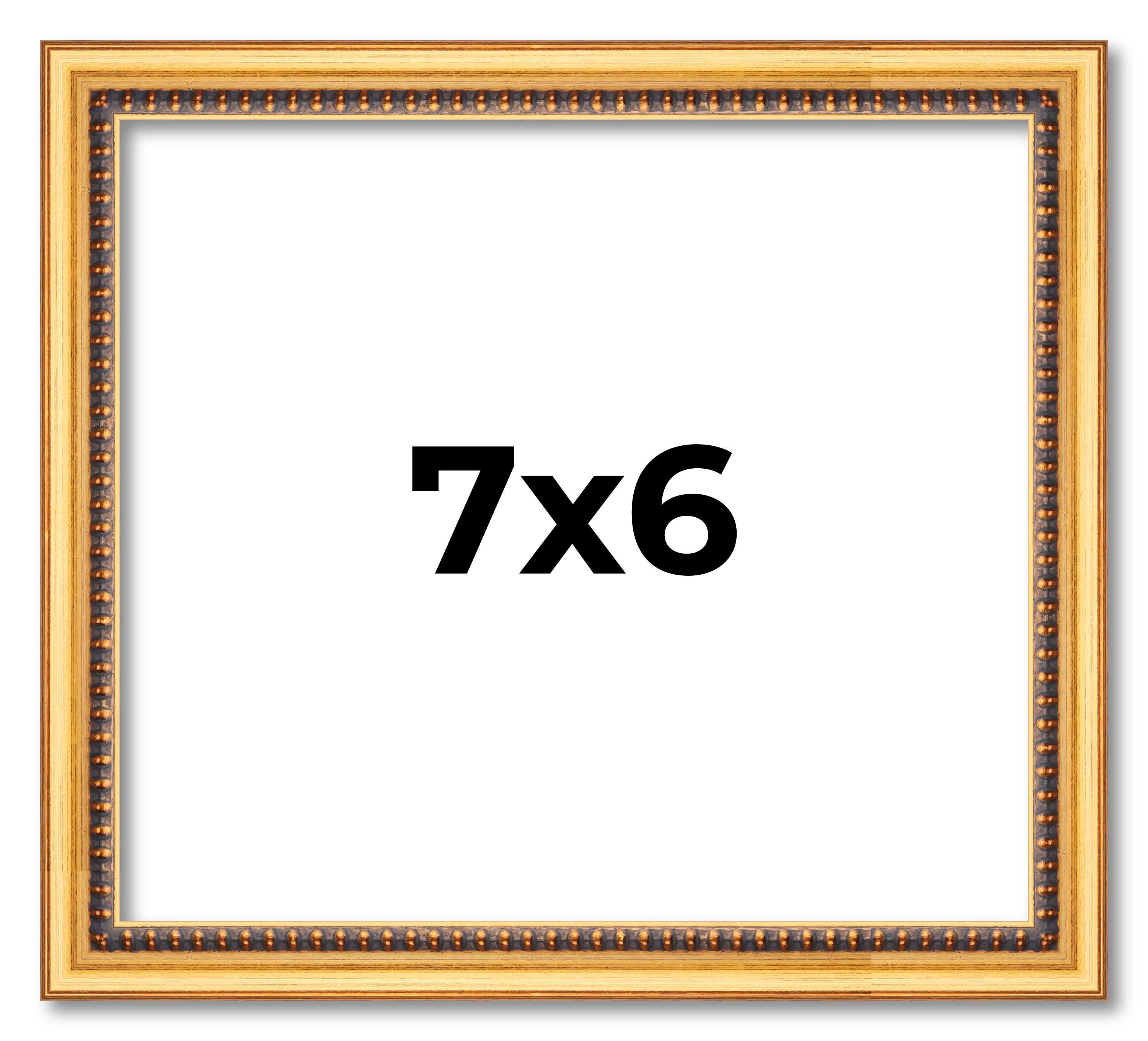 7x6 Frame Beaded Gold Solid Wood Picture Frame | 0.75 Inches Moulding ...