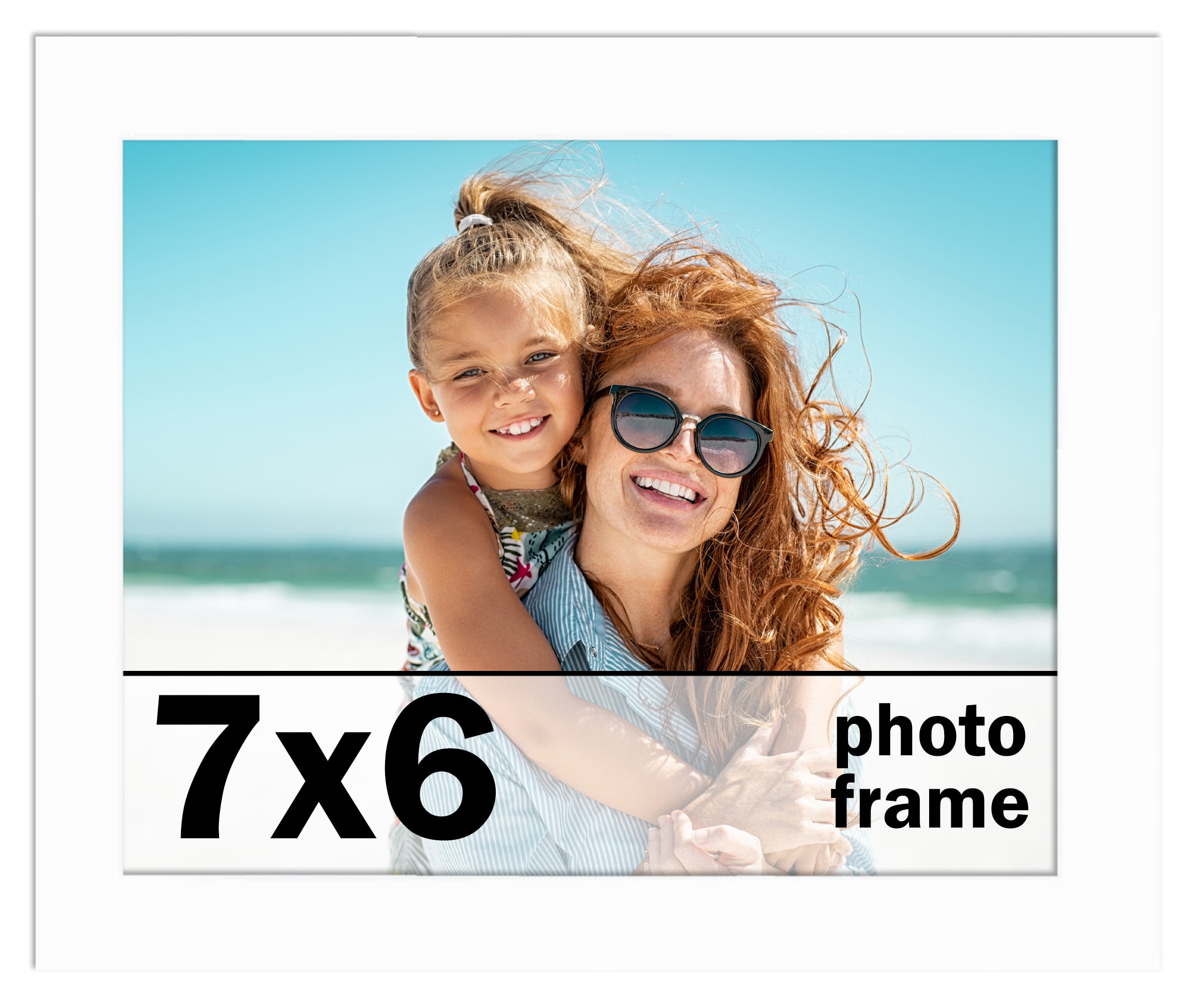 7x6 Frame White Solid Wood Picture Frame Includes UV Acrylic Shatter ...