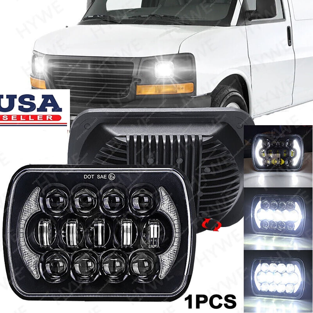 7x6" LED Headlight Hi/Lo Beam Halo DRL For GMC Savana 1500 2500 3500 ...