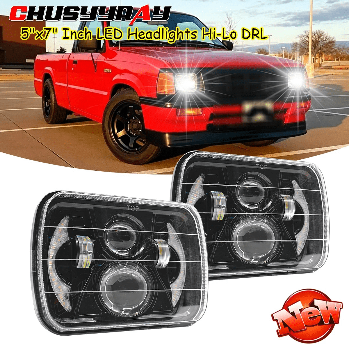 7x6 LED Headlights DOT Approved 5x7 Square Sealed Beam Replacement ...