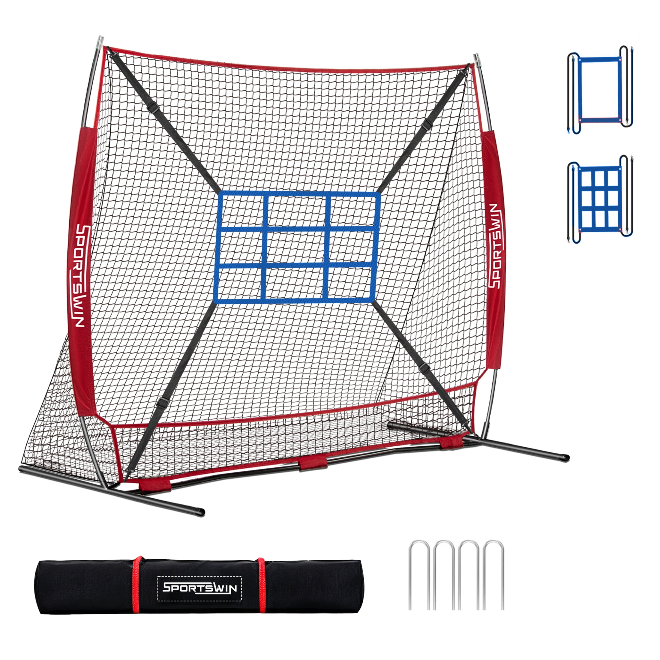7x7 FT Baseball & Softball Training Net with Strike Zone – Heavy-Duty ...
