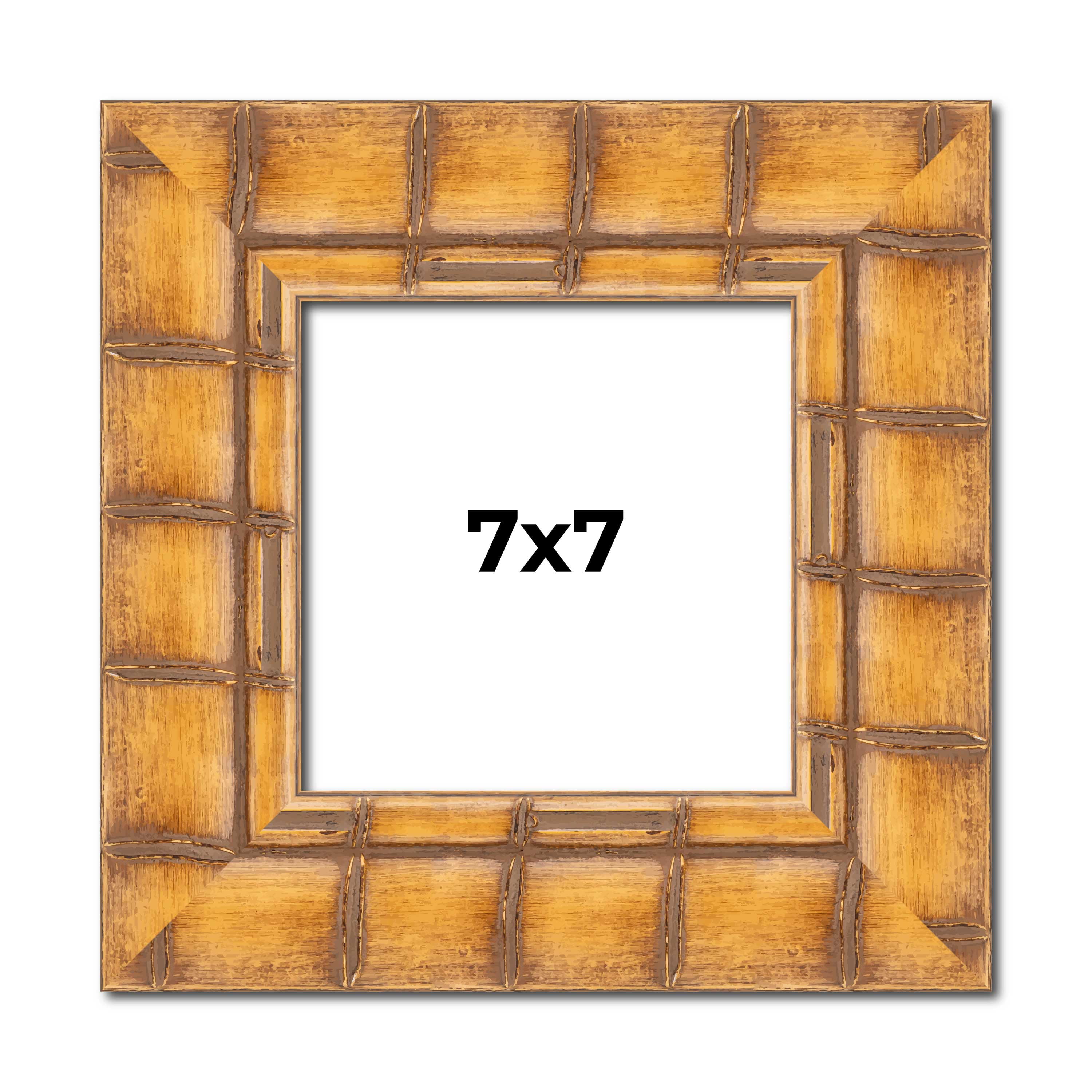 7x7 Frame Beige Real Wood Picture Frame Width 3 inches | Interior Frame ...