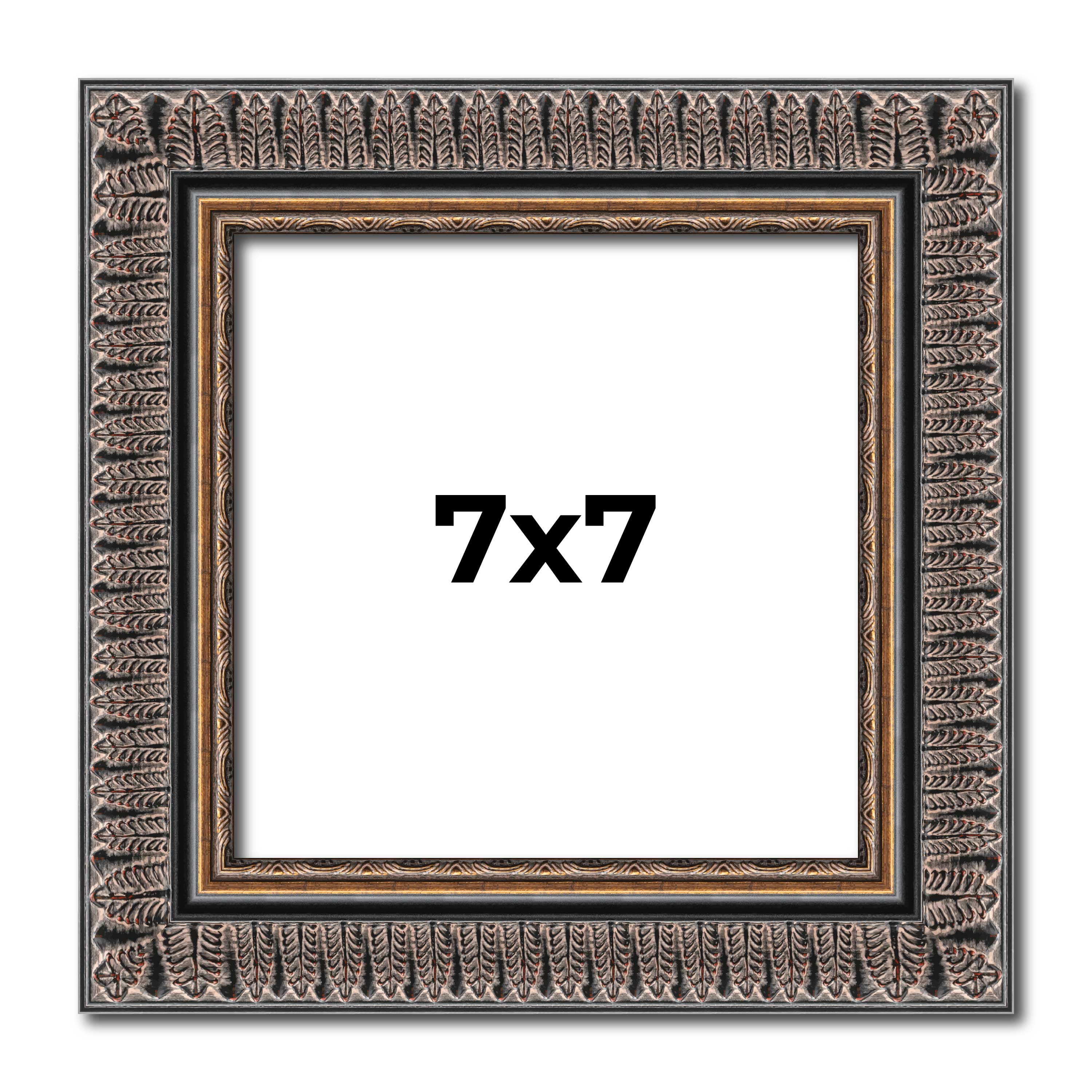 7x7 Frame Black Feather Payton Ornate Solid Wood Picture Frame Width 1. ...