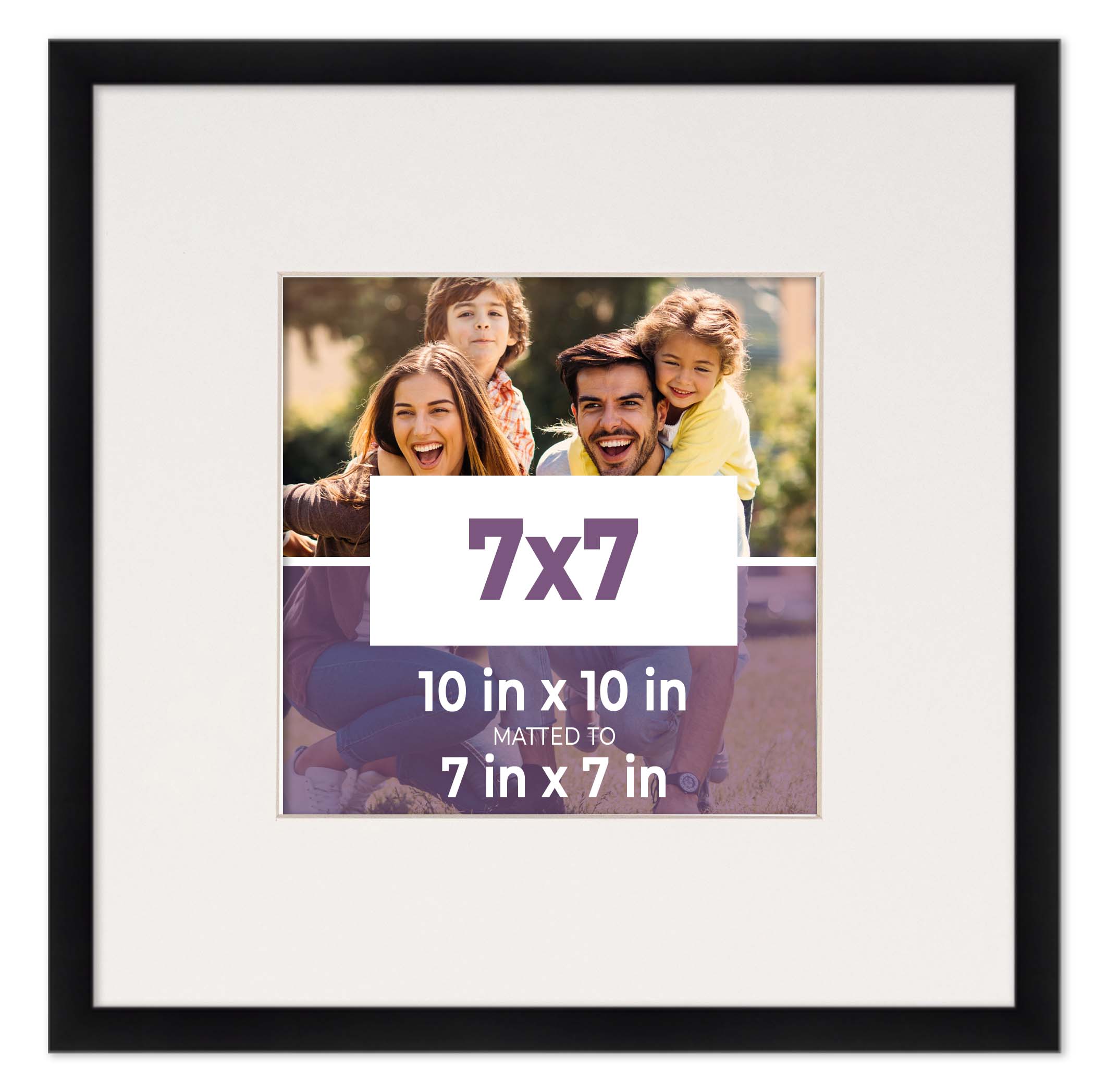 7x7 Frame Black With White Picture Mat For 7x7 Photo - Black 10x10 ...