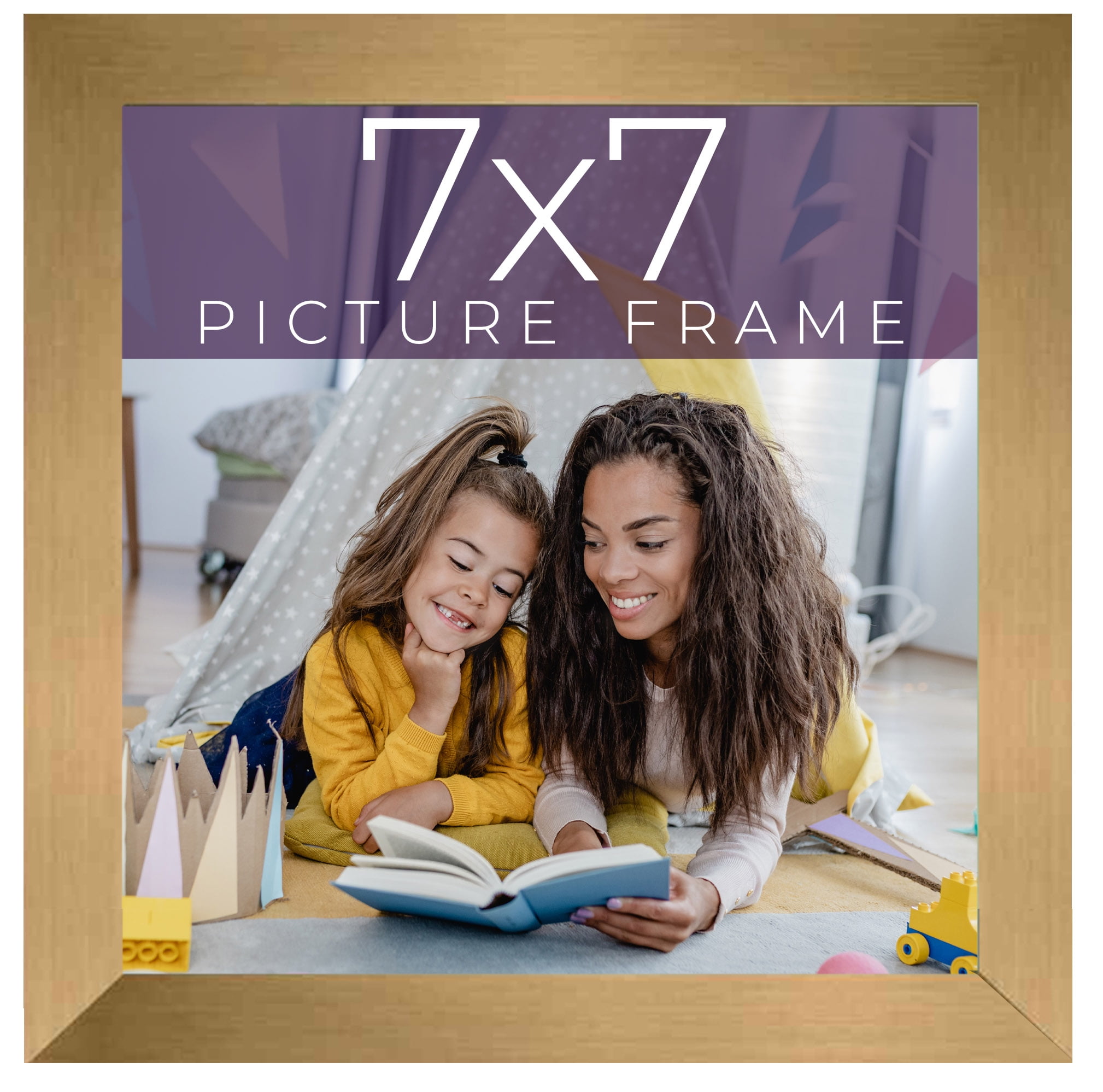 7x7 Frame Gold Bronze Solid Wood Picture Frame Width 0.75 Inches ...