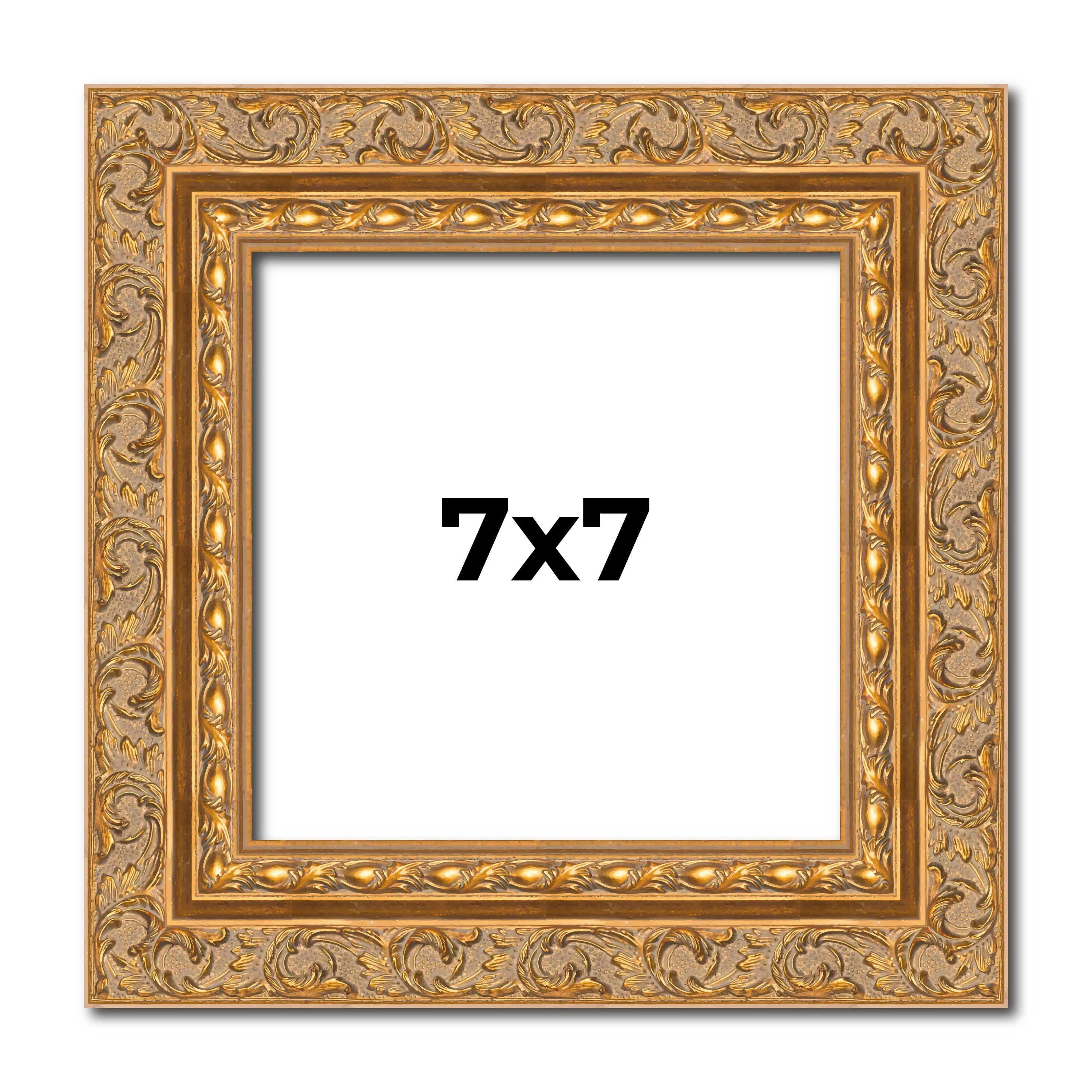 7x7 Frame Gold Ornate Solid Wood Picture Frame | 2 Inch Moulding Width ...