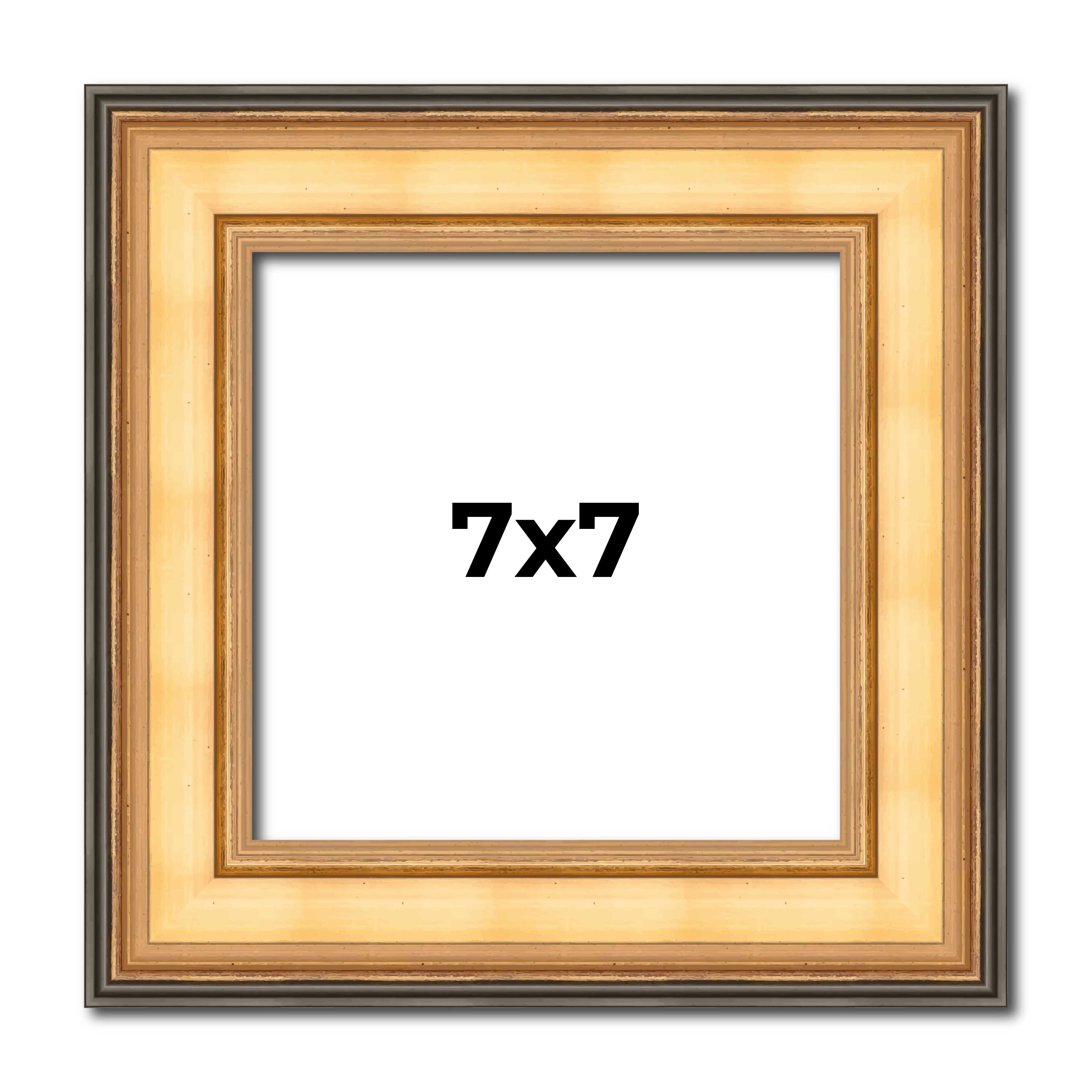7x7 Frame Gold Plein Aire Solid Wood Picture Frame Width 2 Inches ...