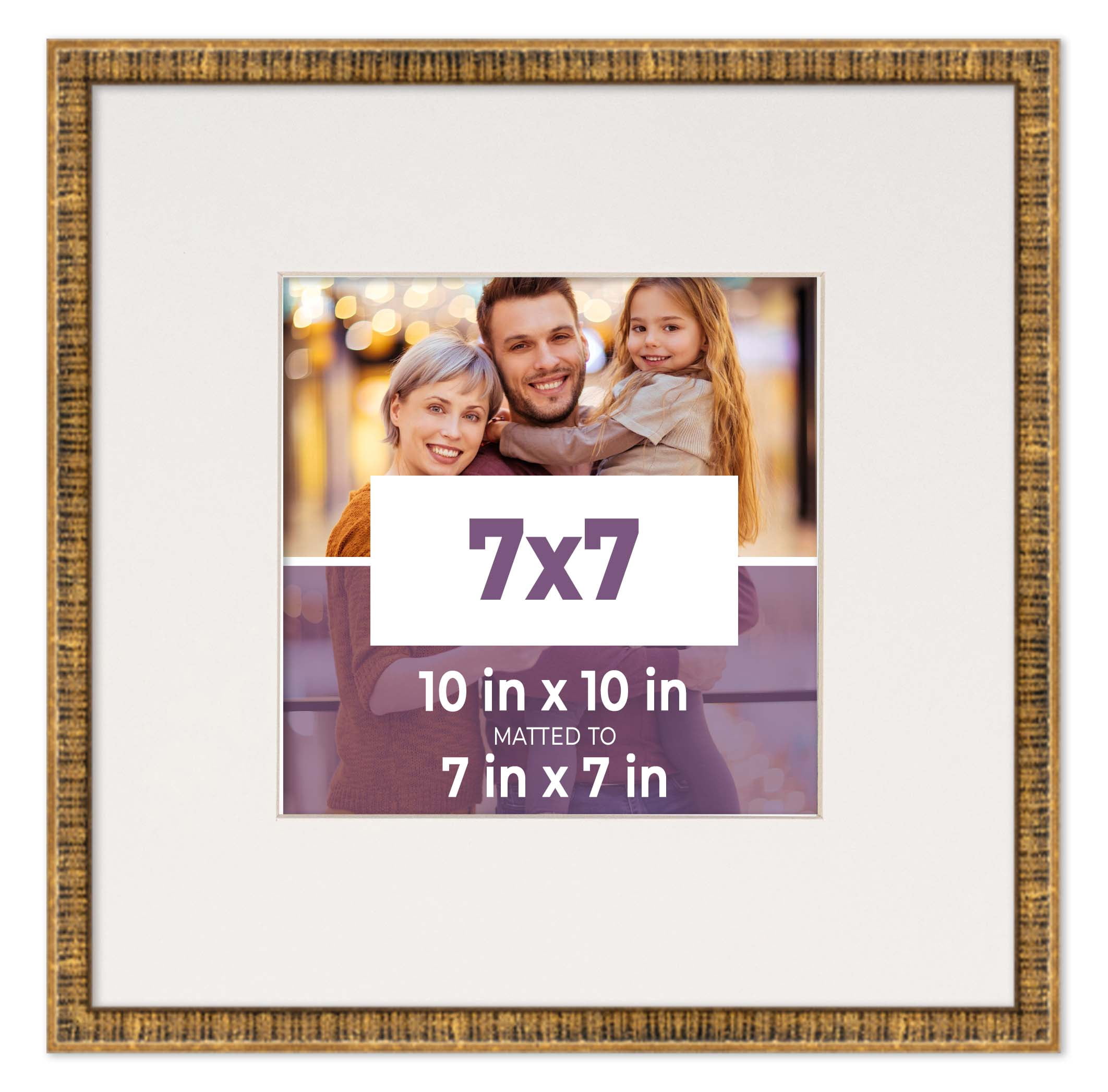 7x7 Frame Gold With White Picture Mat For 7x7 Photo - Gold 10x10 Frame ...