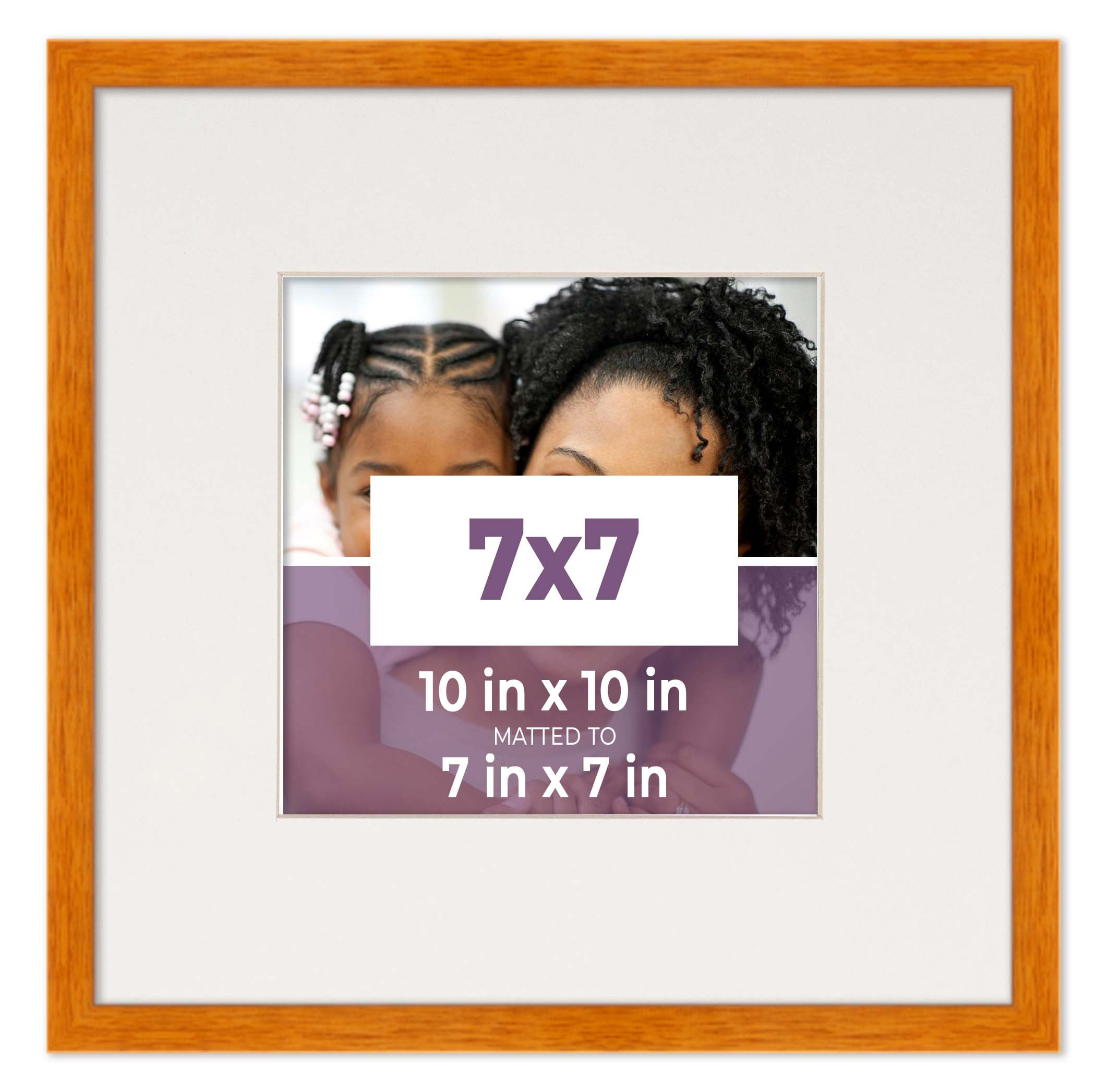 7x7 Frame Honey Pecan With White Picture Mat For 7x7 Photo - Honey ...