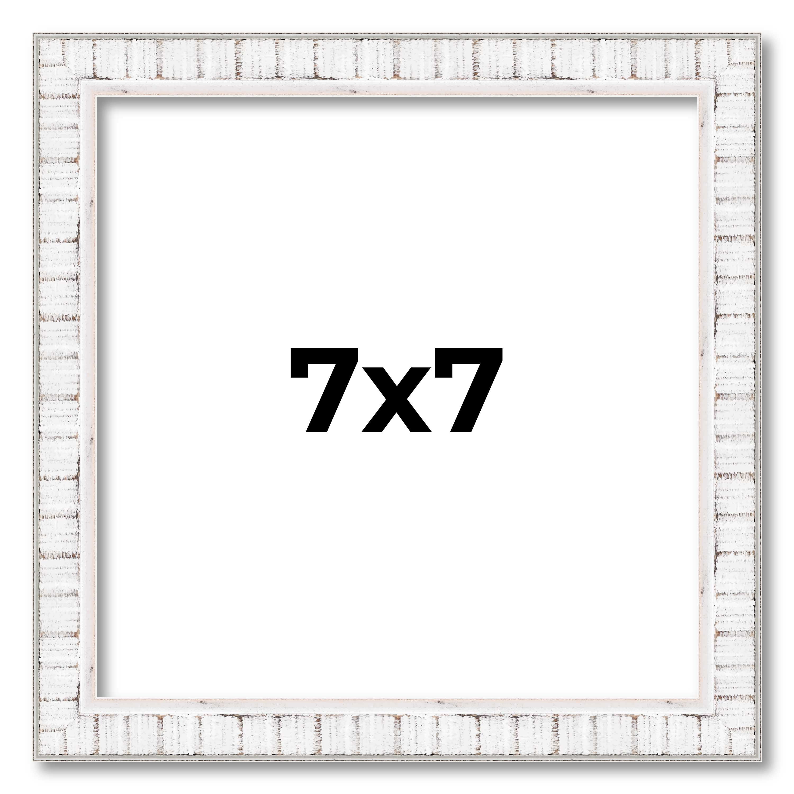 7x7 Frame White Real Wood Picture Frame Width 0.75 inches | Interior Frame Depth 0.5 inches ...