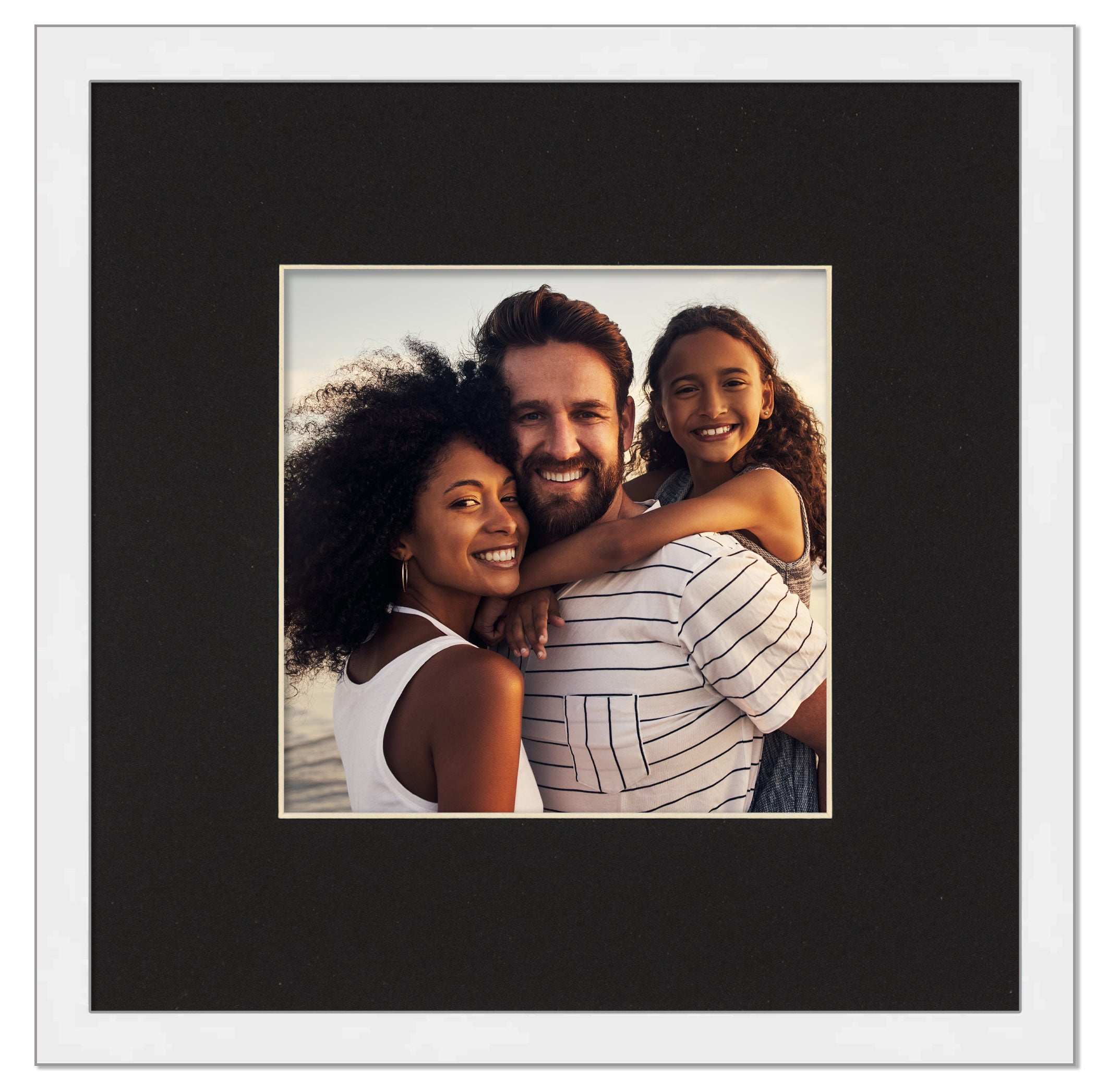 7x7 Frame with Mat - White 10x10 Frame Wood Made to Display Print or Poster Measuring 7 x 7 ...