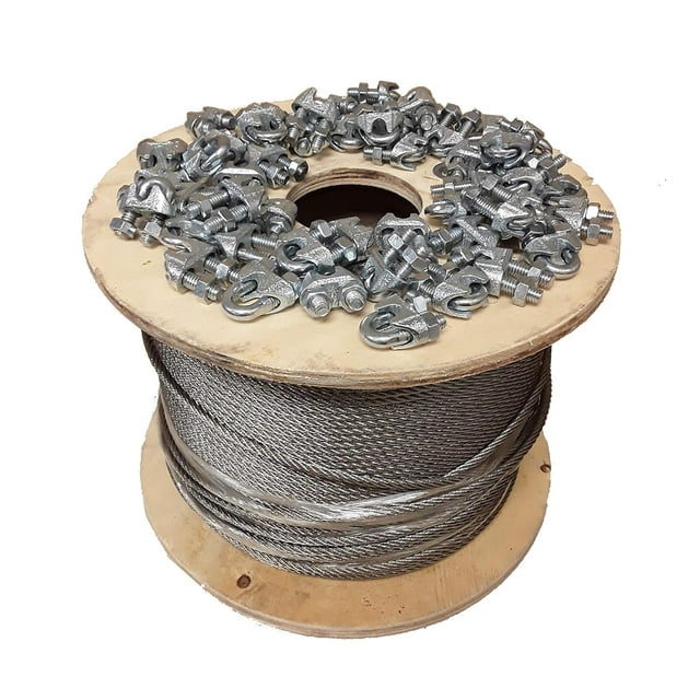 7x7 Galvanized Aircraft Cable Wire Rope 1/16" 1000 ft with 1/16" Cable ...