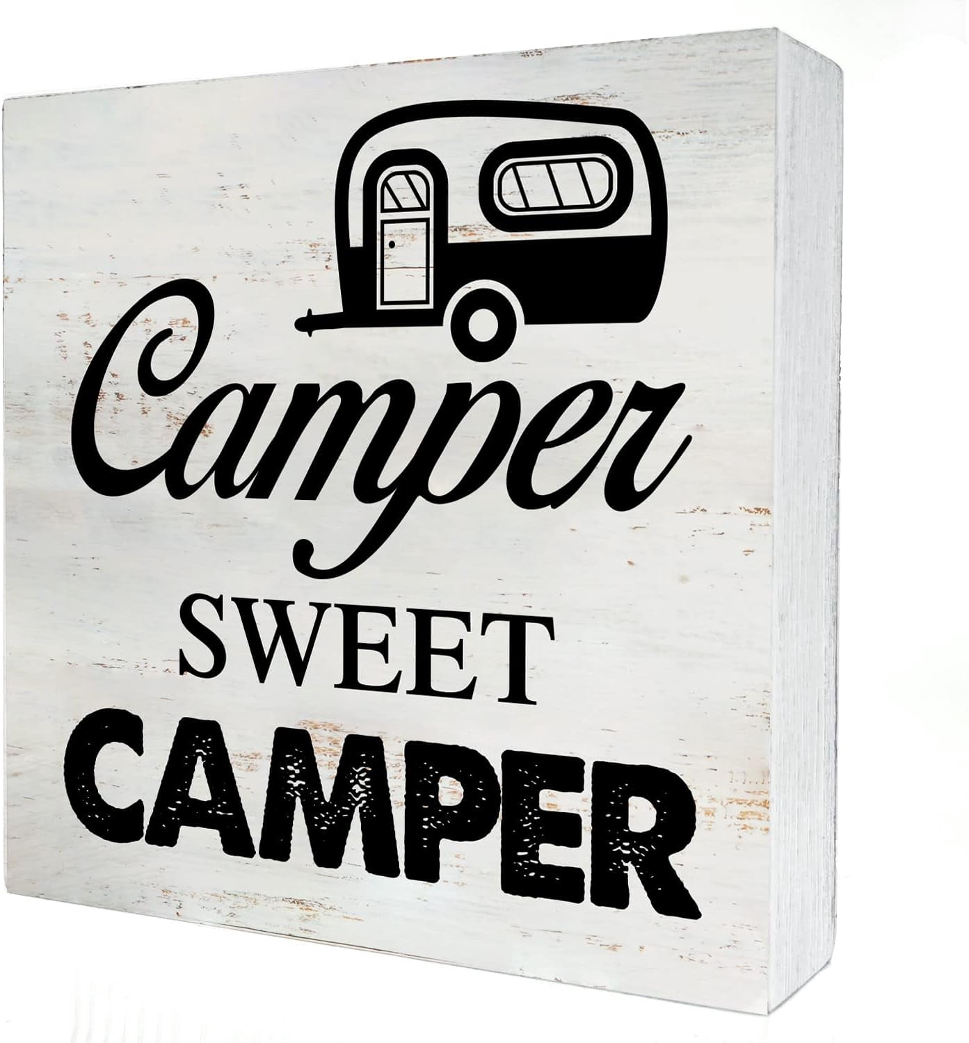 7x7 IN Camper Sweet Camper Camping Wooden Box Sign with Sayings Desk ...