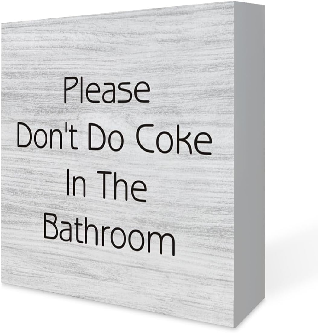 7x7 IN Humor Bathroom Wooden Box Sign Decor Desk Sign Funny Wooden Box ...