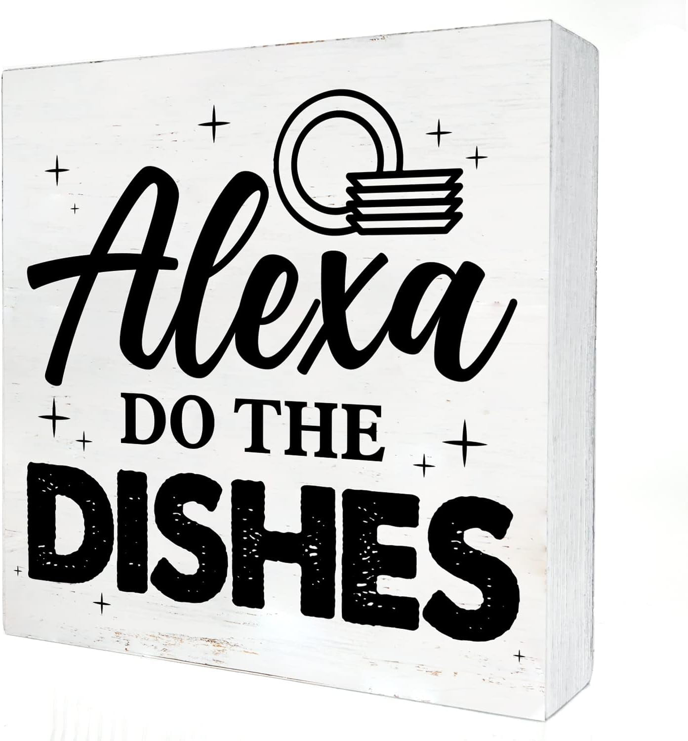 7x7 IN Humor Kitchen Wooden Box Sign with Saying Desk Decor Alexa Do ...