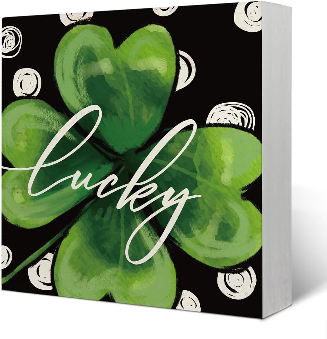 7x7 IN Lucky Sign,Four Leaf Clover St Patricks Day Decorations Green ...