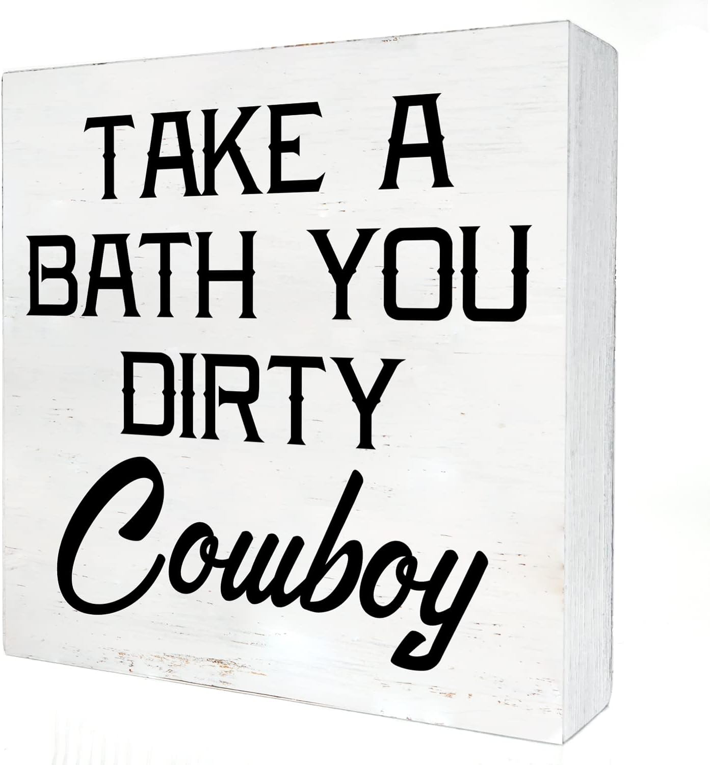 7x7 IN Western Bathroom Wooden Box Sign with Saying Desk Decor Take a ...