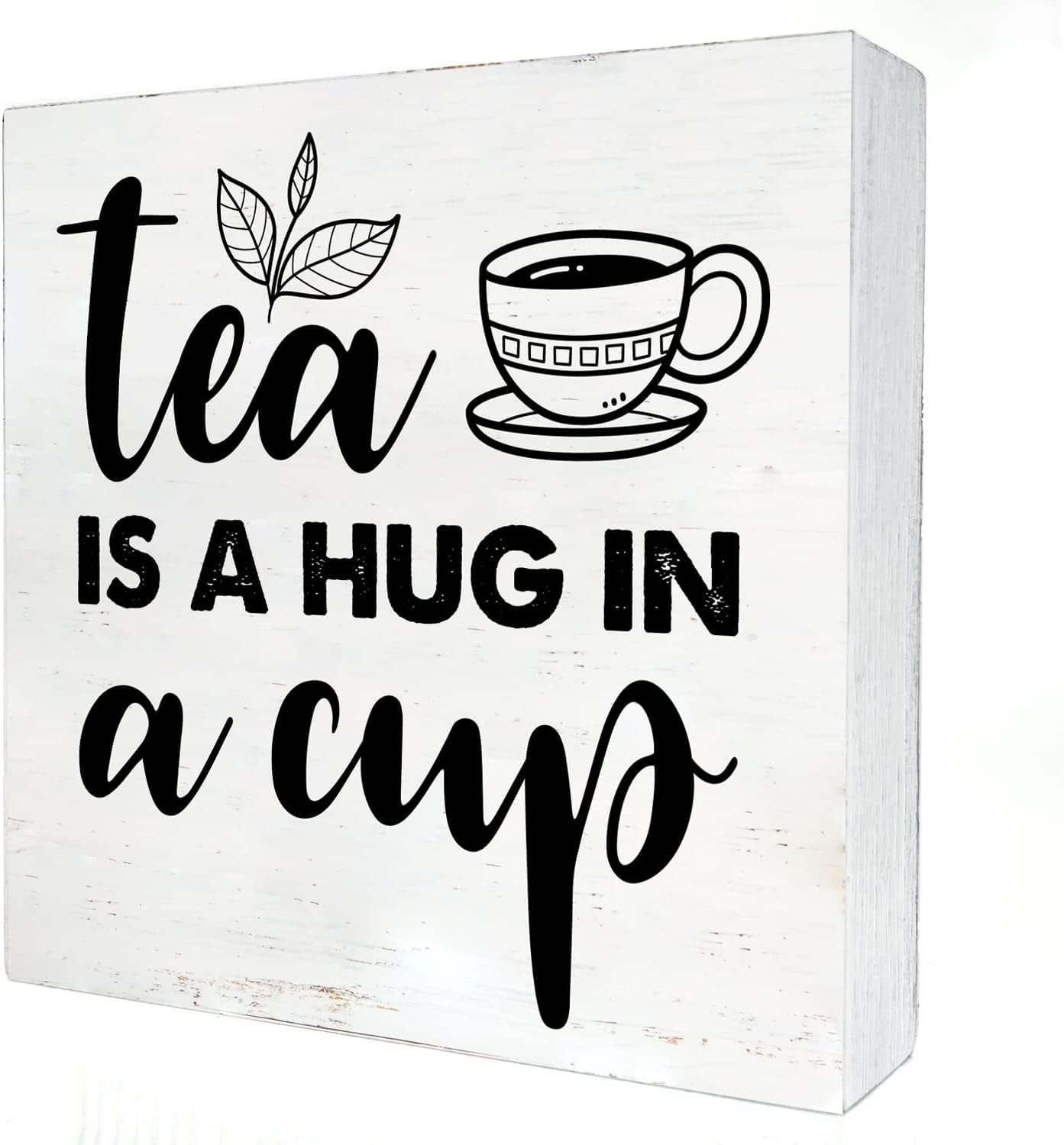 7x7 IN Wooden Box Sign, Tea is a Hug,, Rustic Decorative Kitchen ...